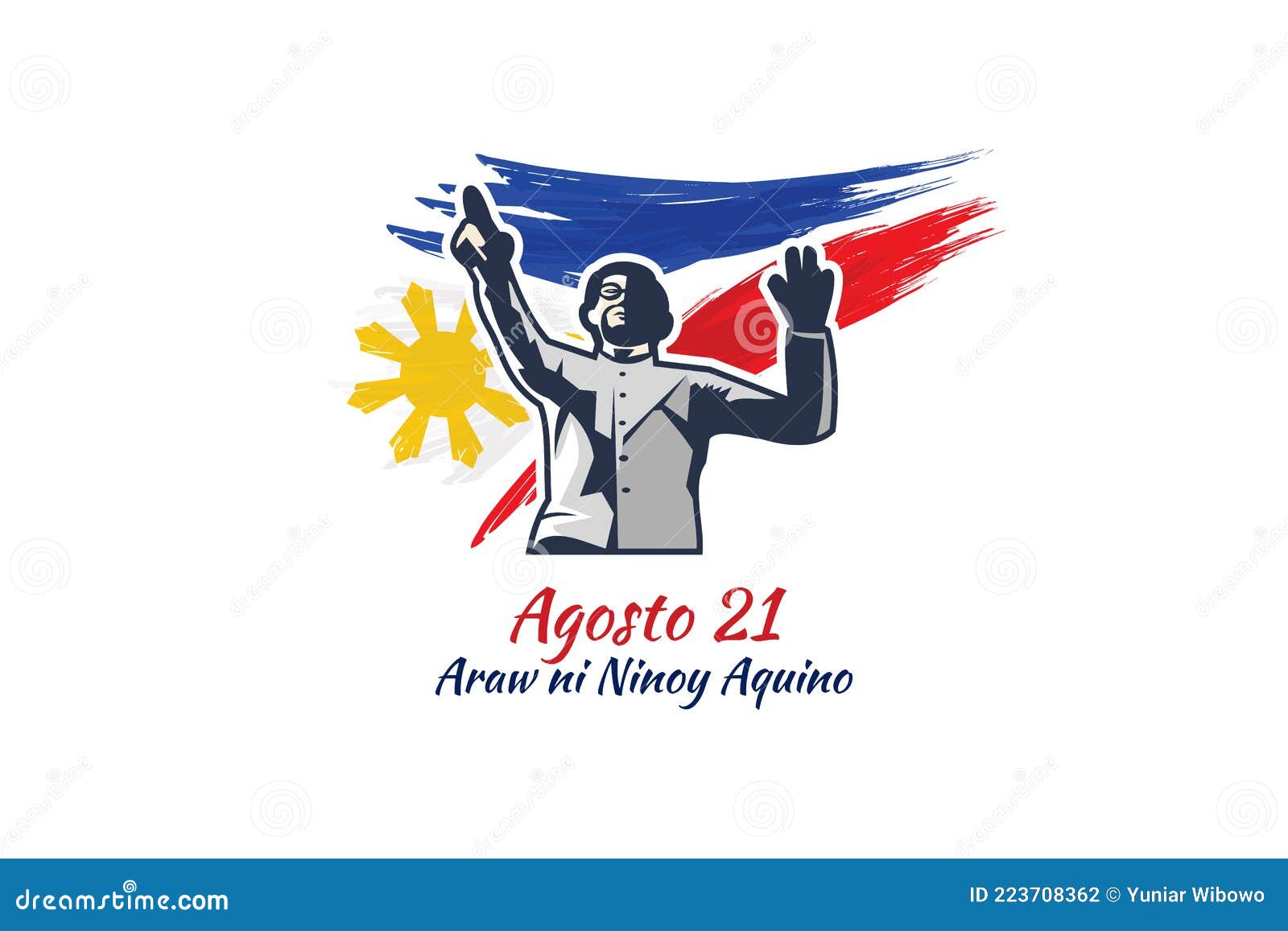 Translation: August 21, Ninoy Aquino Day. Happy Ninoy Aquino Day Vector ...