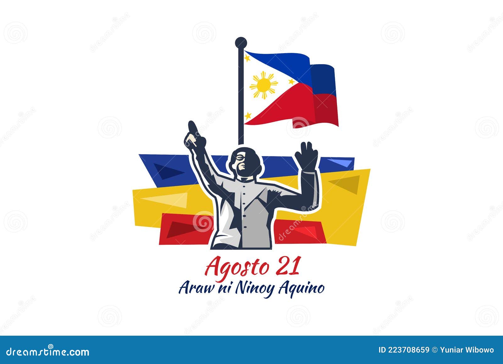 Translation: August 21, Ninoy Aquino Day. Happy Ninoy Aquino Day Vector ...