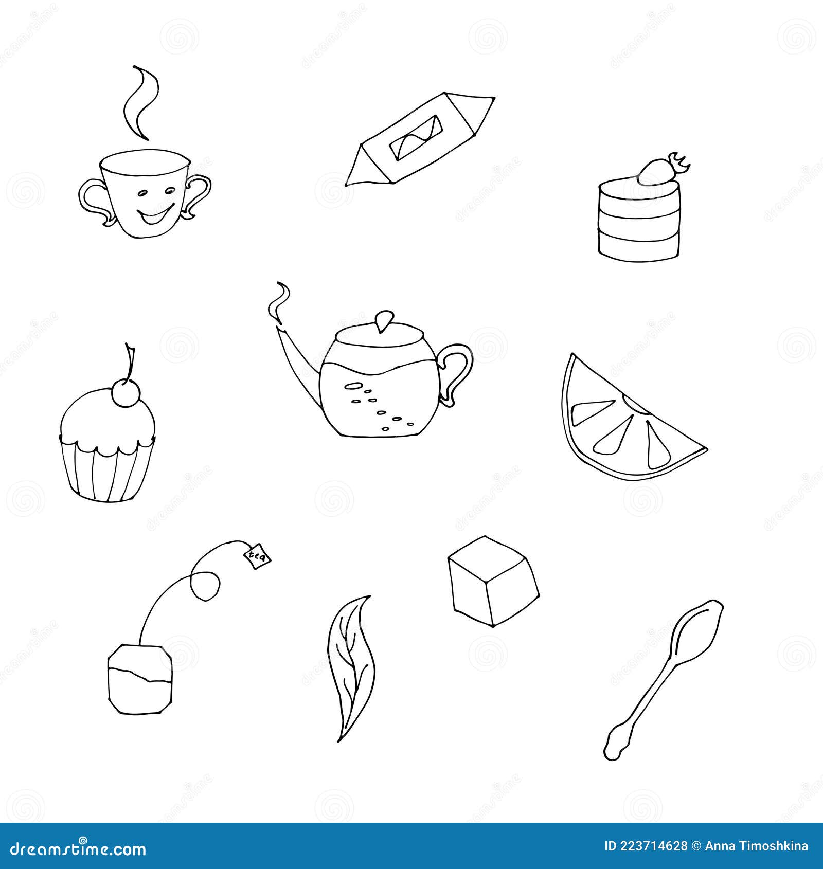 Various Figures for Tea Drinking Stock Vector - Illustration of sugar ...