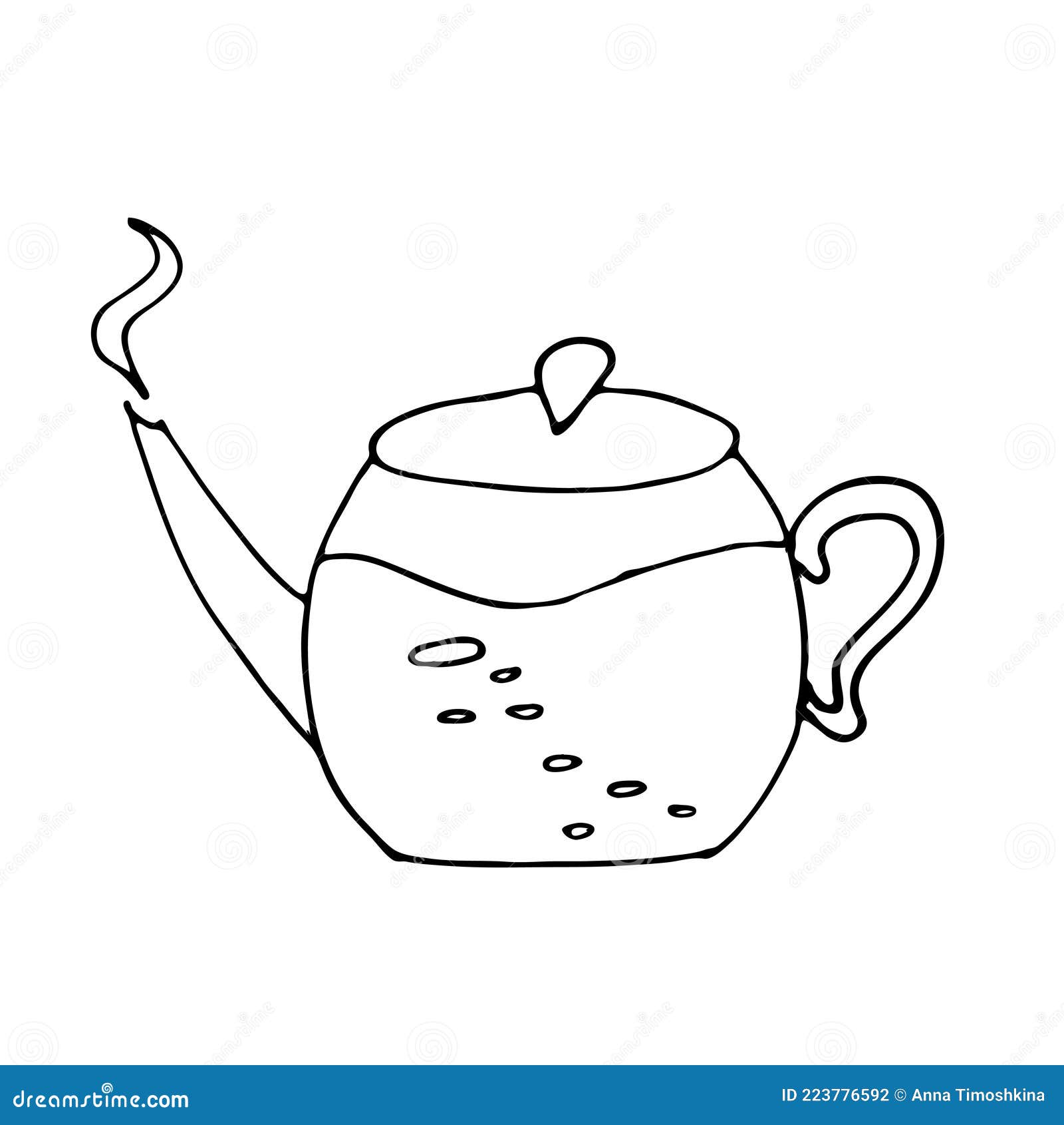 Boiling Transparent Kettle with Steam. Doodle Stock Vector ...
