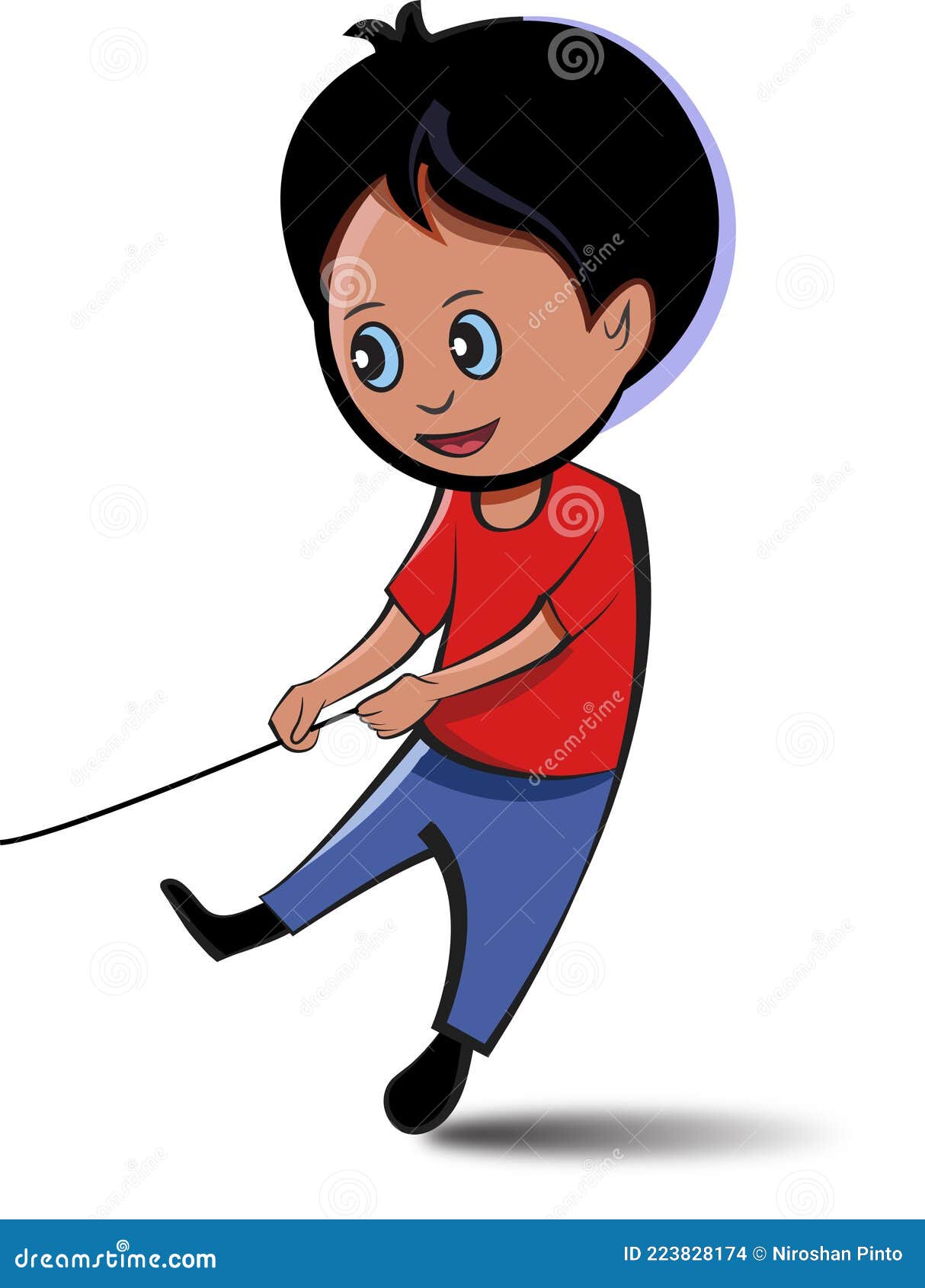 The Boy Pulling a Rope Illustration Drawing Stock Illustration ...