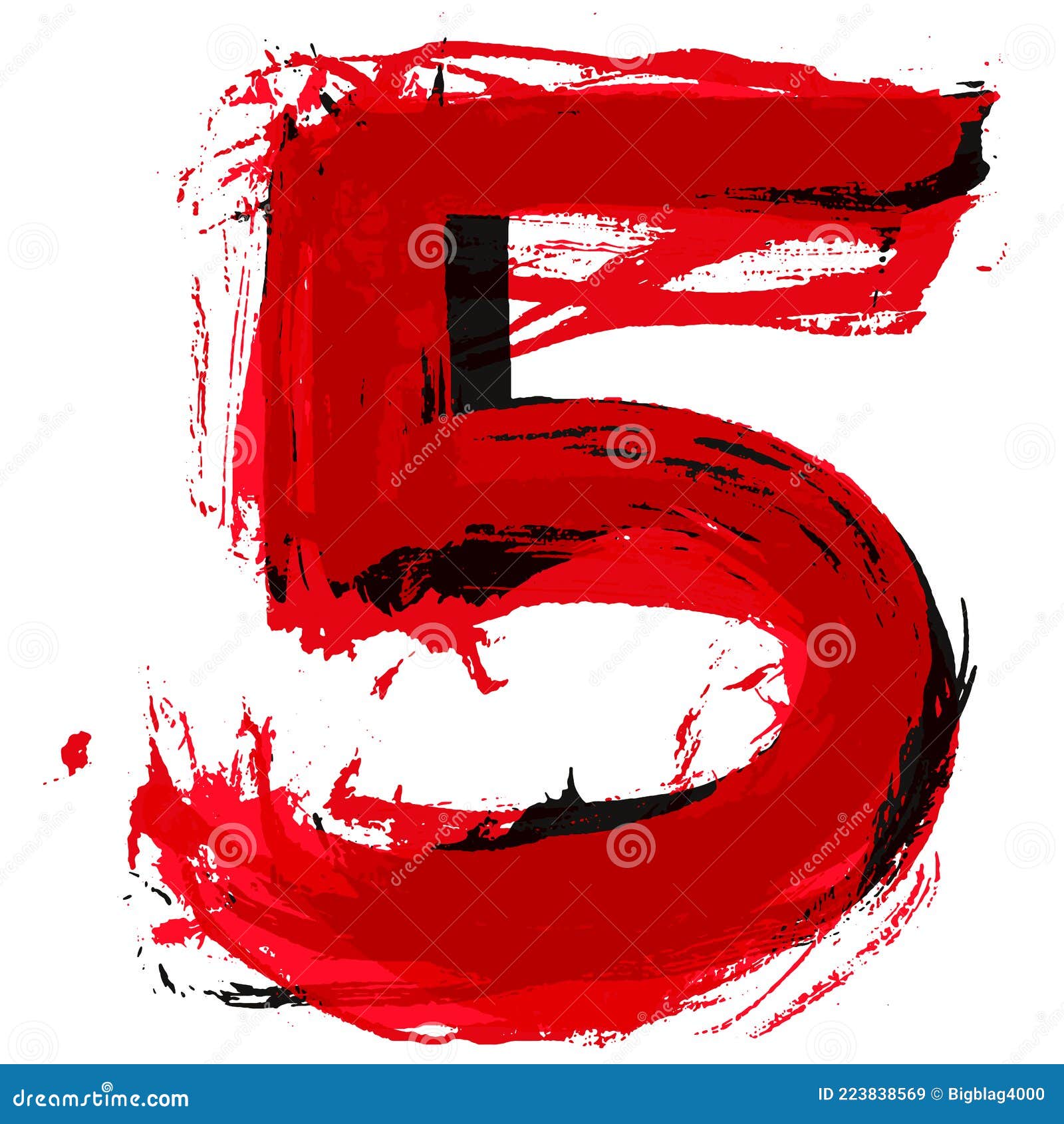 Paintbrush Number.Vector Brush Paint Lettering. Stock Illustration ...