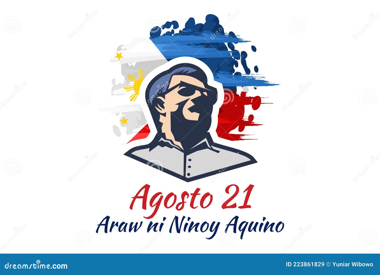 Translation: August 21, Ninoy Aquino Day. Happy Ninoy Aquino Day Vector ...