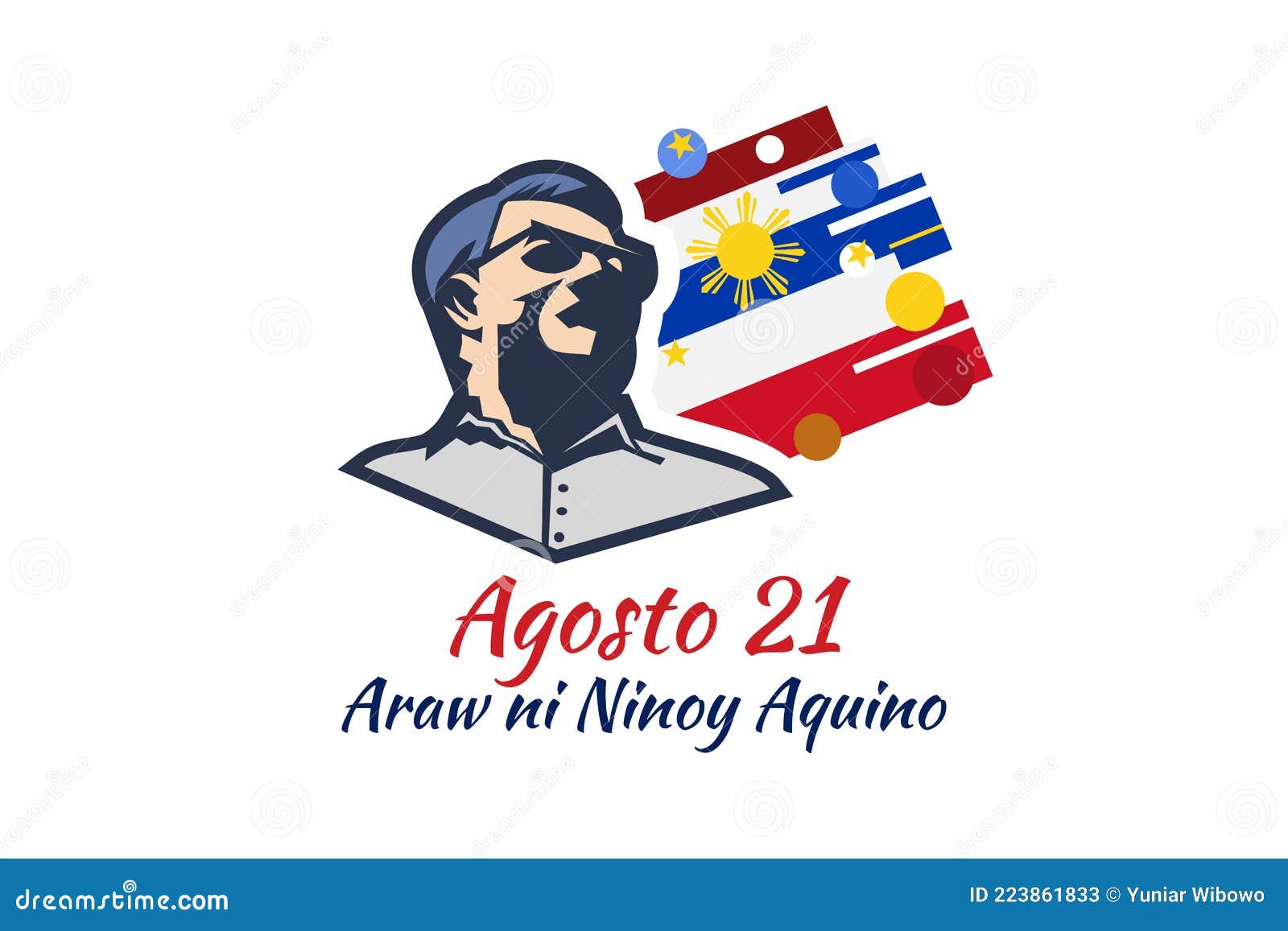 Translation: August 21, Ninoy Aquino Day. Happy Ninoy Aquino Day Vector ...