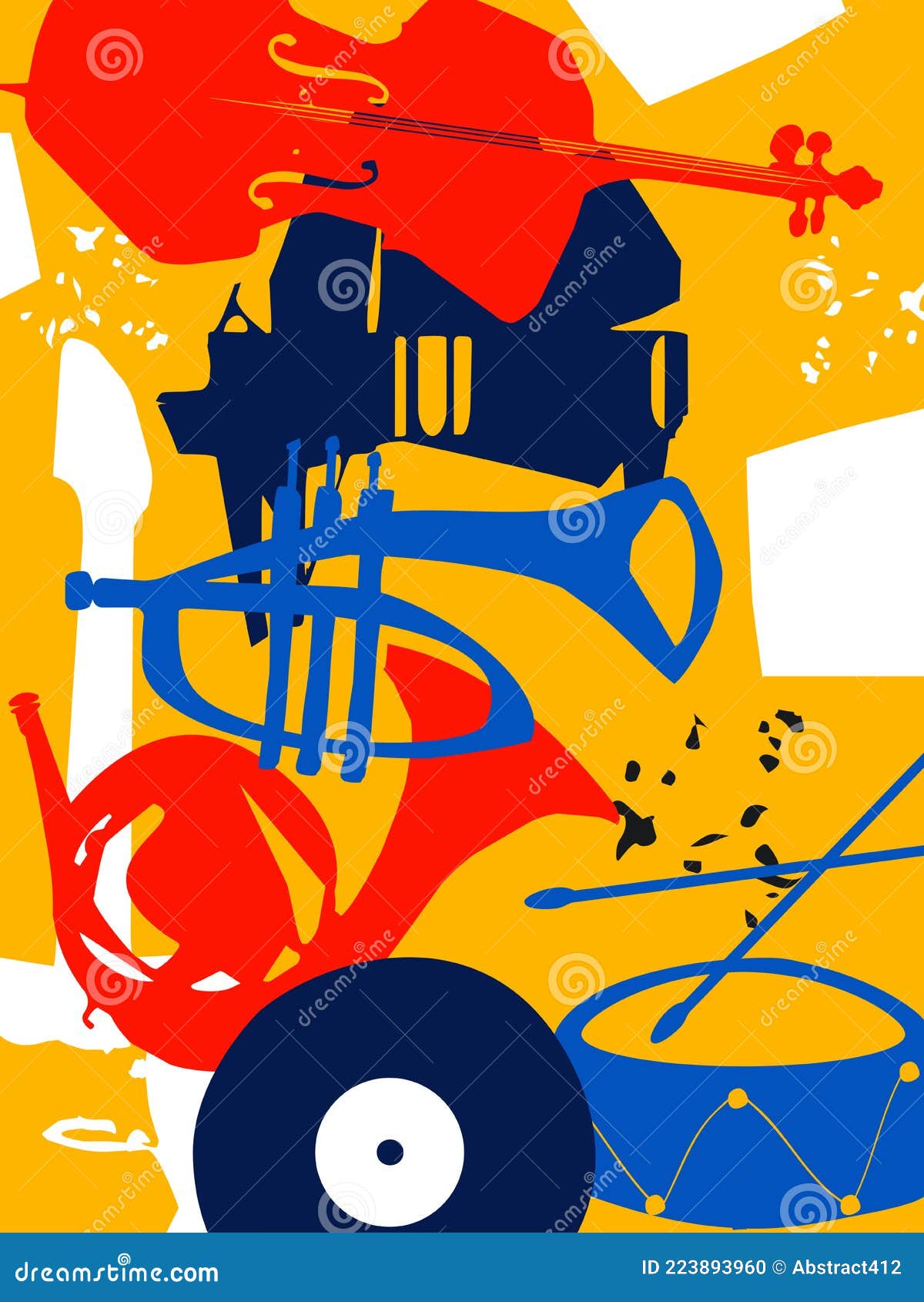 Musical Promotional Poster with Musical Instruments Colorful Vector ...