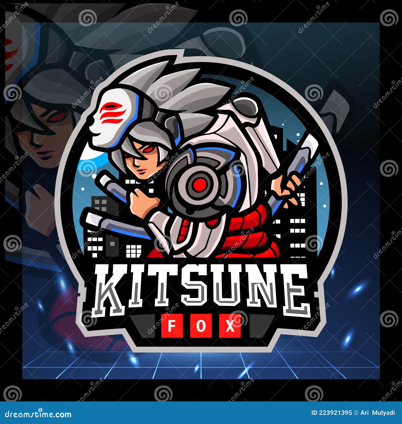 Kitsune Cyborg Mascot. Esport Logo Design Stock Vector - Illustration ...