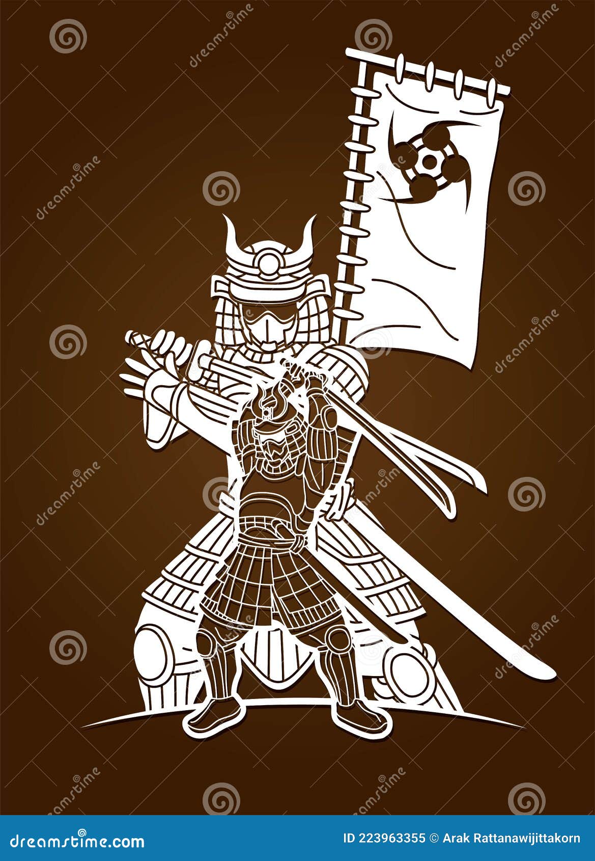 Group of Samurai Japanese Warrior Ronin with Weapons Action Cartoon ...