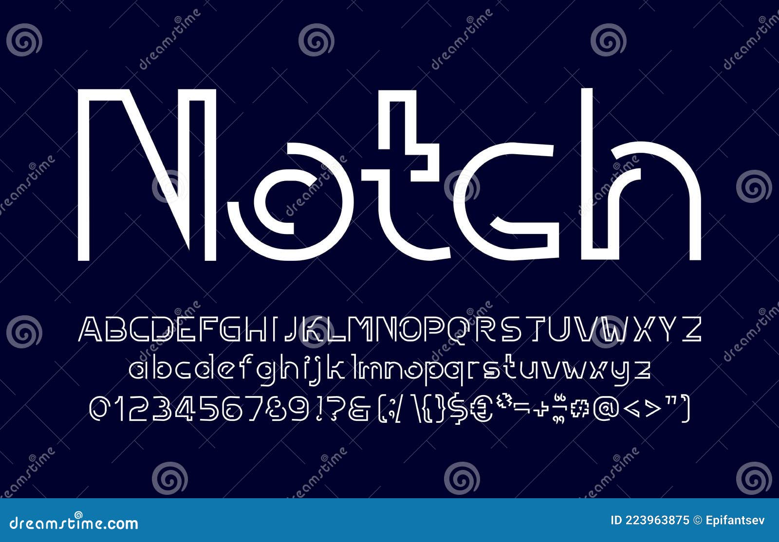 Notch Alphabet Font. Minimalistic Letters, Numbers and Symbols for Logo ...