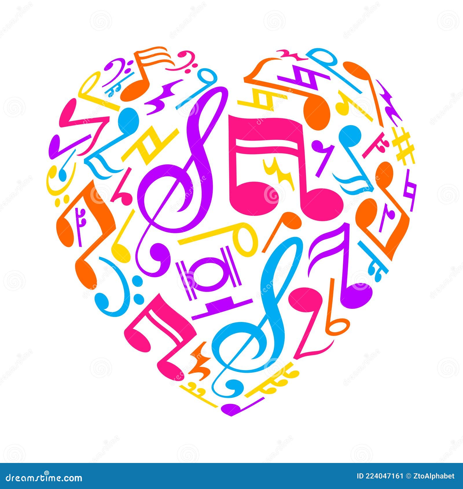 Music Notes Clipart Heart Sign Stock Vector - Illustration of ...