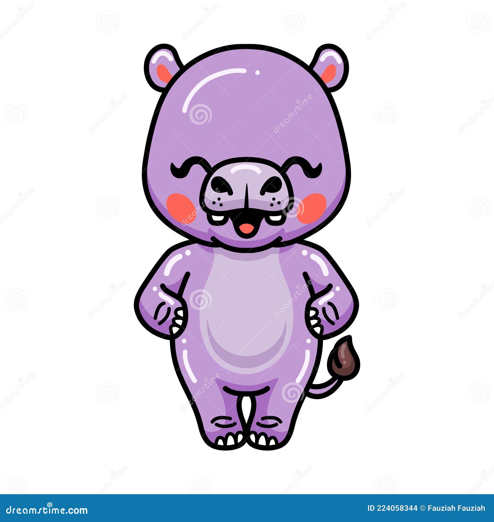 Cute Baby Hippo Cartoon Posing Stock Vector - Illustration of chibi ...