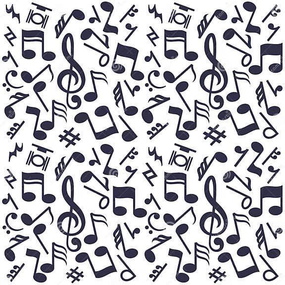 Music Notes Seamless Pattern Background Stock Vector - Illustration of ...