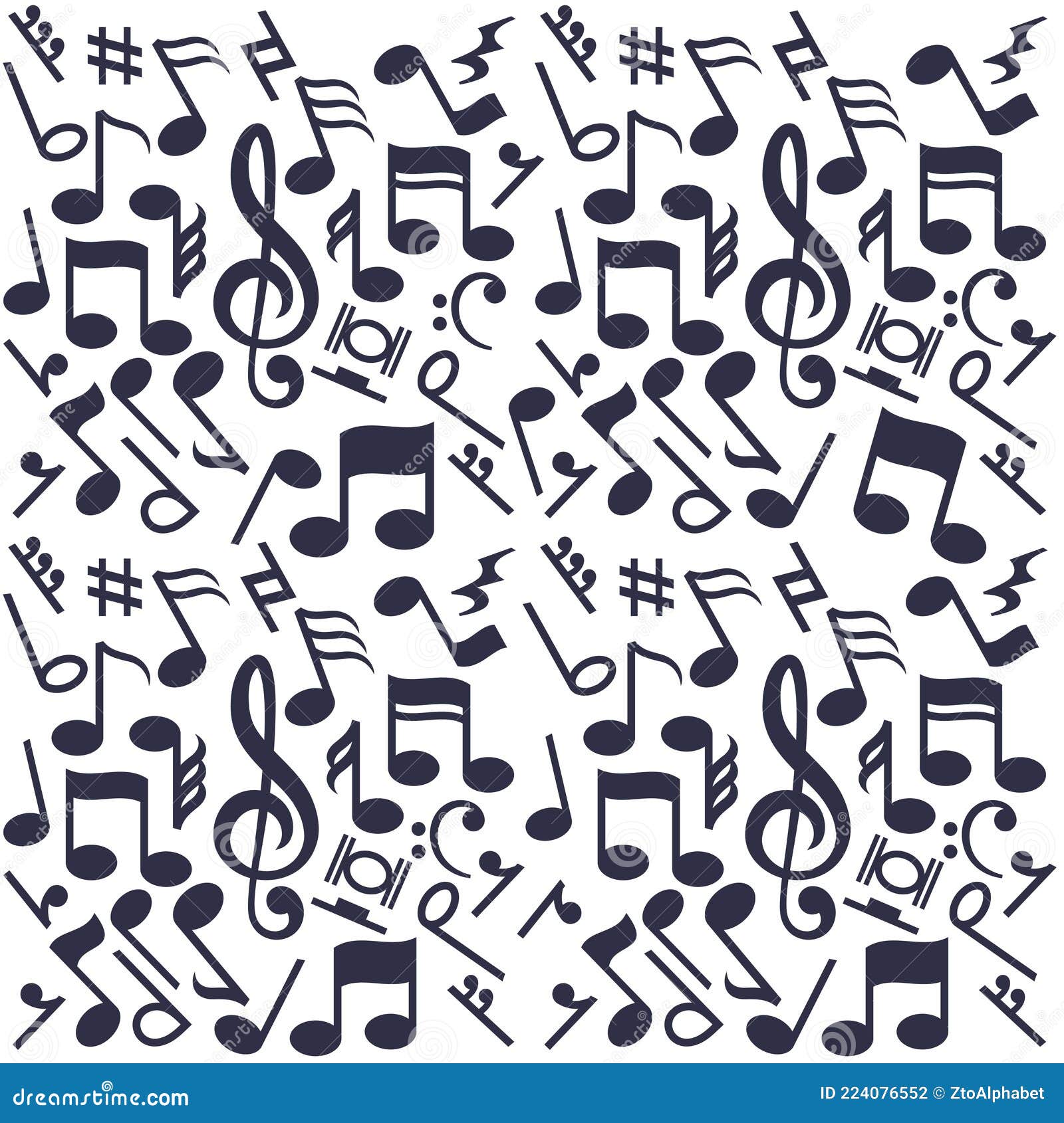Music Notes Seamless Pattern Background Stock Vector - Illustration of ...