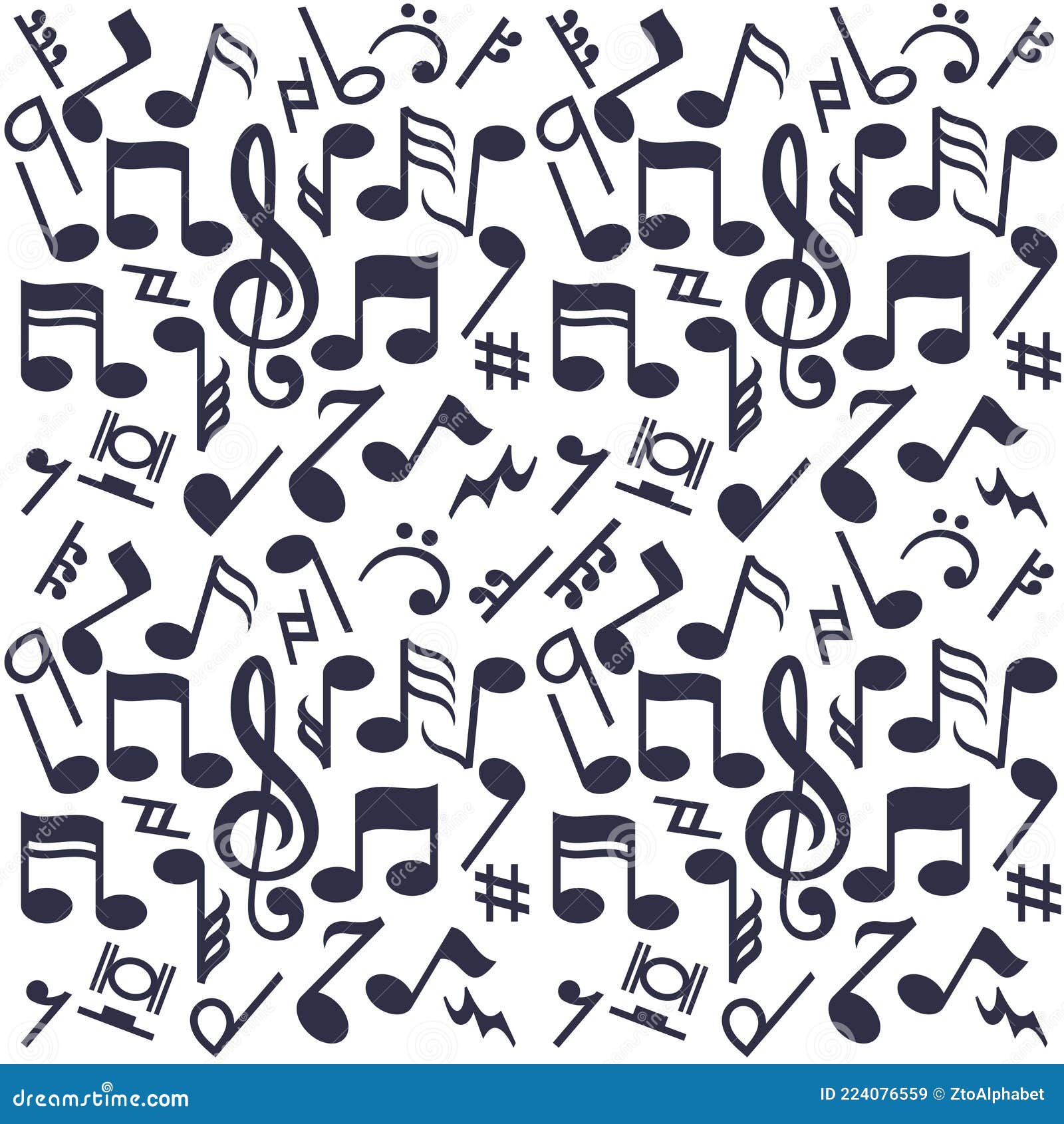 Music Notes Seamless Pattern Background Stock Vector - Illustration of ...