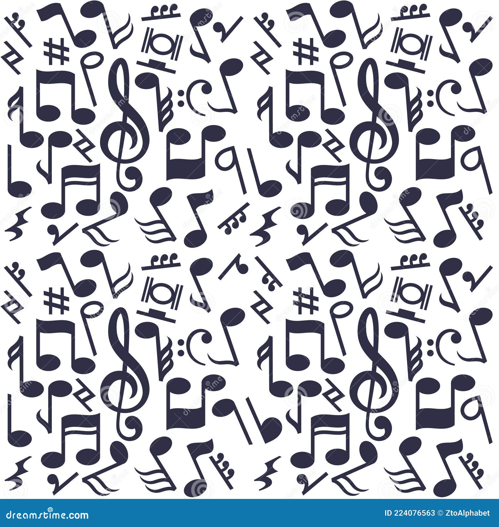 Music Notes Seamless Pattern Background Stock Vector - Illustration of ...