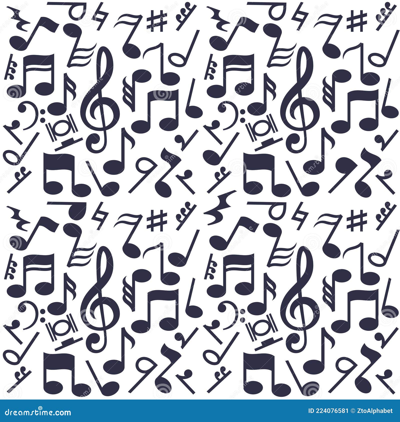Music Notes Seamless Pattern Background Stock Vector - Illustration of ...