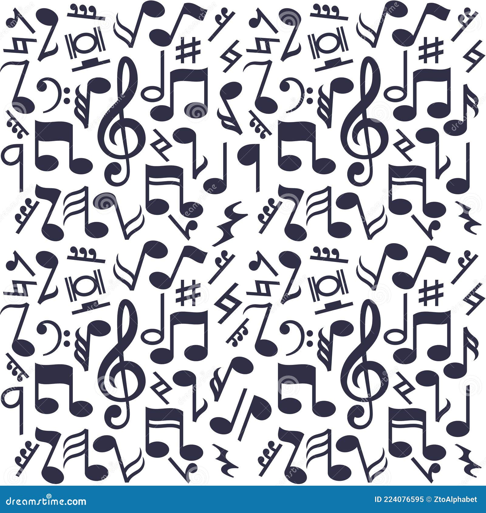 Music Notes Seamless Pattern Background Stock Vector - Illustration of ...