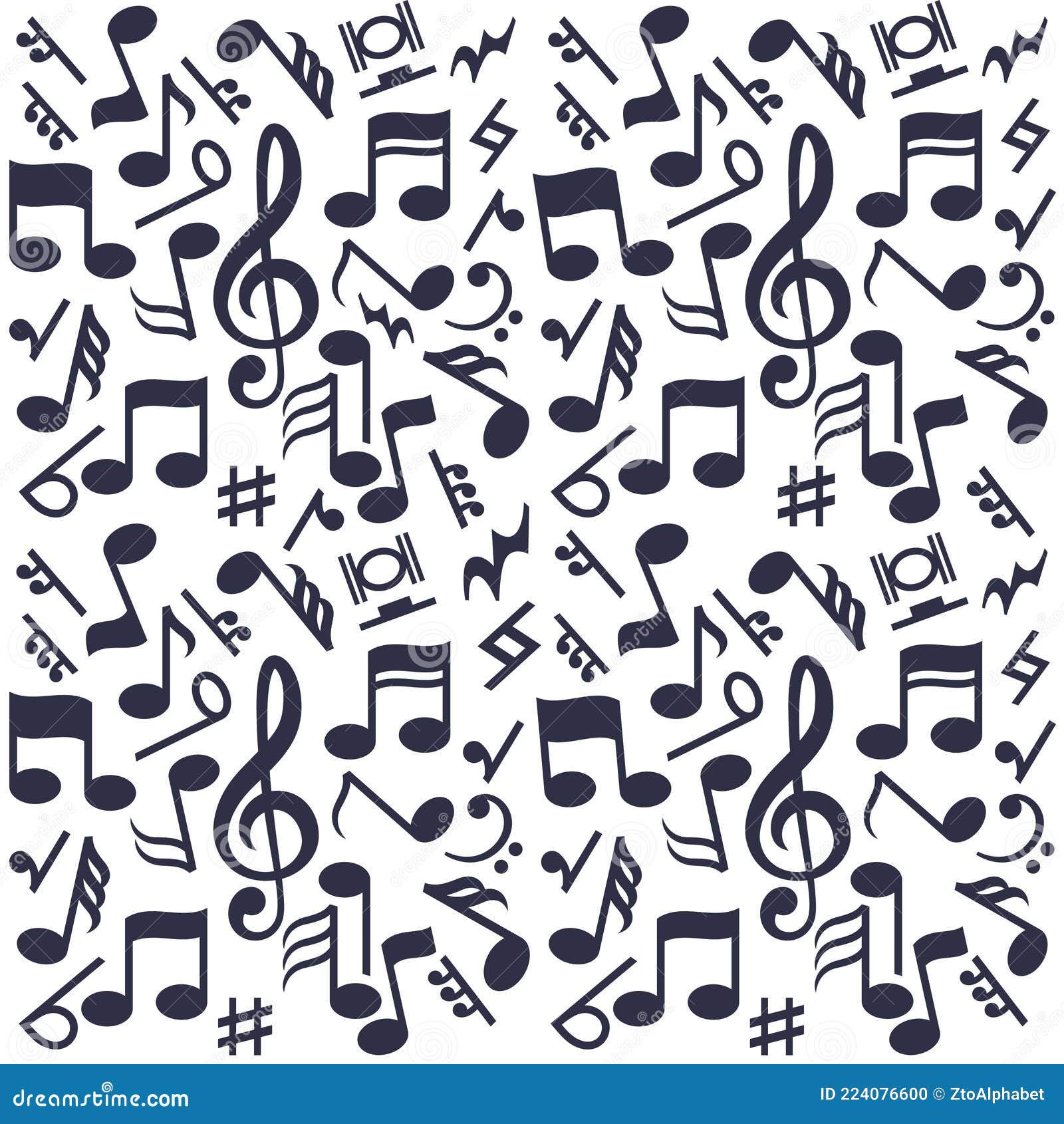 Music Notes Seamless Pattern Background Stock Vector - Illustration of ...