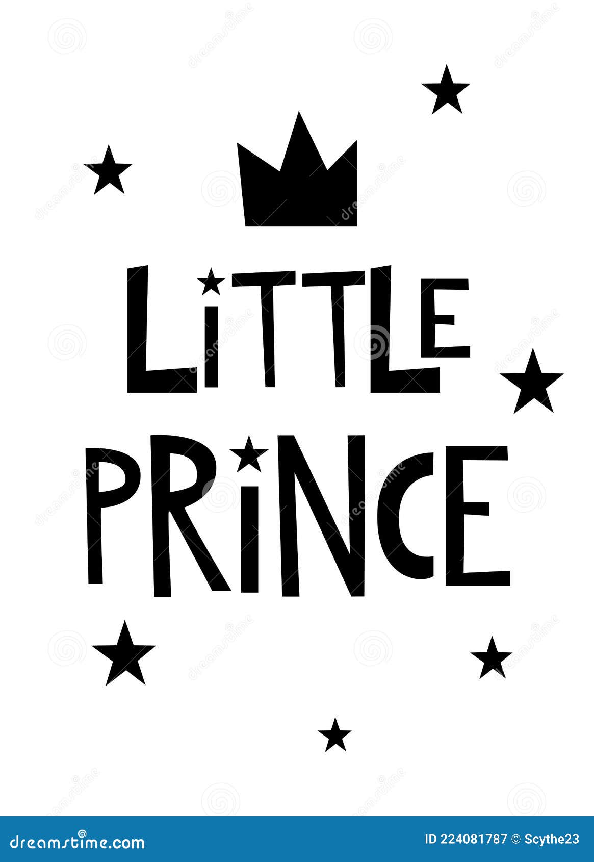 Little Prince Handrawn Letters with Crown Stock Vector - Illustration ...