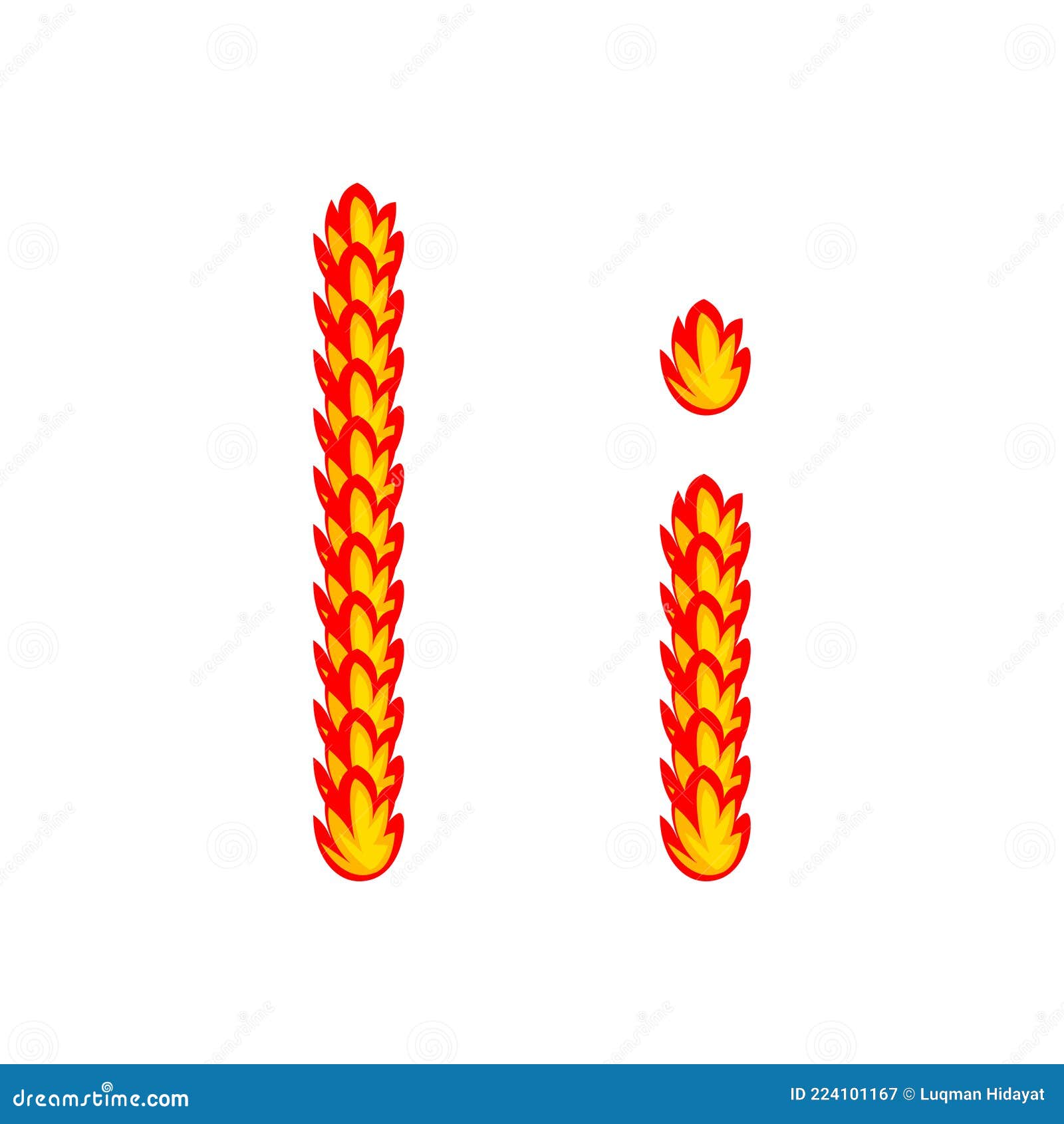 Vector Cartoon of `I` Alphabet Letter in the Shape of Hot Fire Stock ...