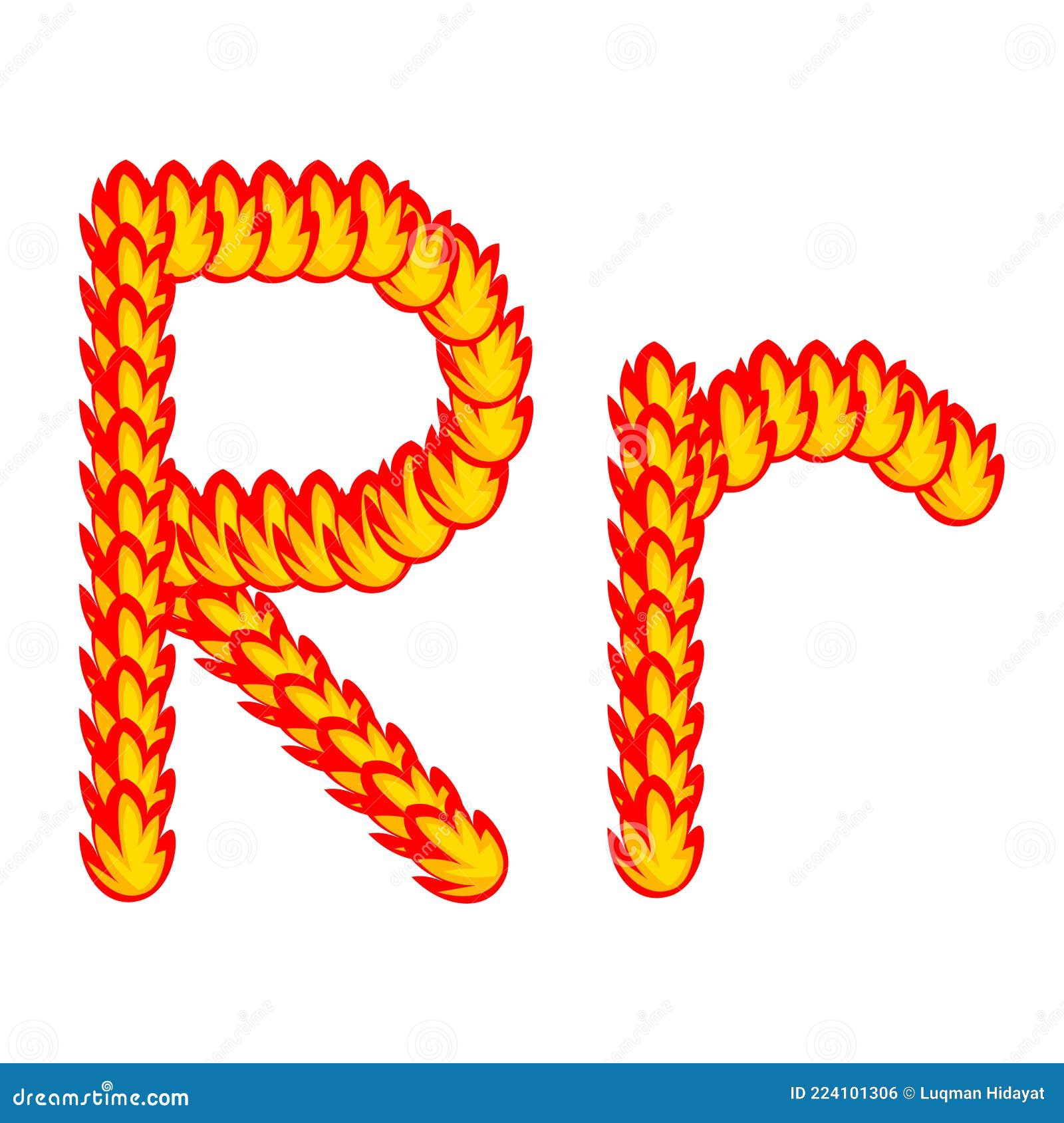 Vector Cartoon of `R` Alphabet Letter in the Shape of Hot Fire Stock ...