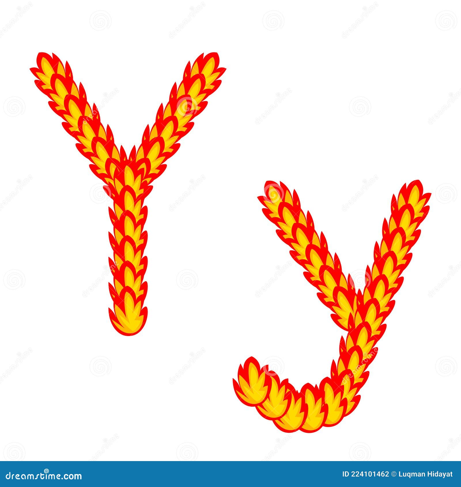 Vector Cartoon of `Y` Alphabet Letter in the Shape of Hot Fire Stock ...