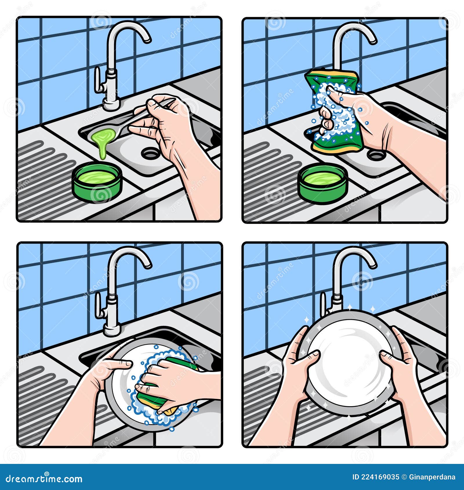 Soapy Water With Bubble, Upper Right Corner Frame Cartoon Vector ...