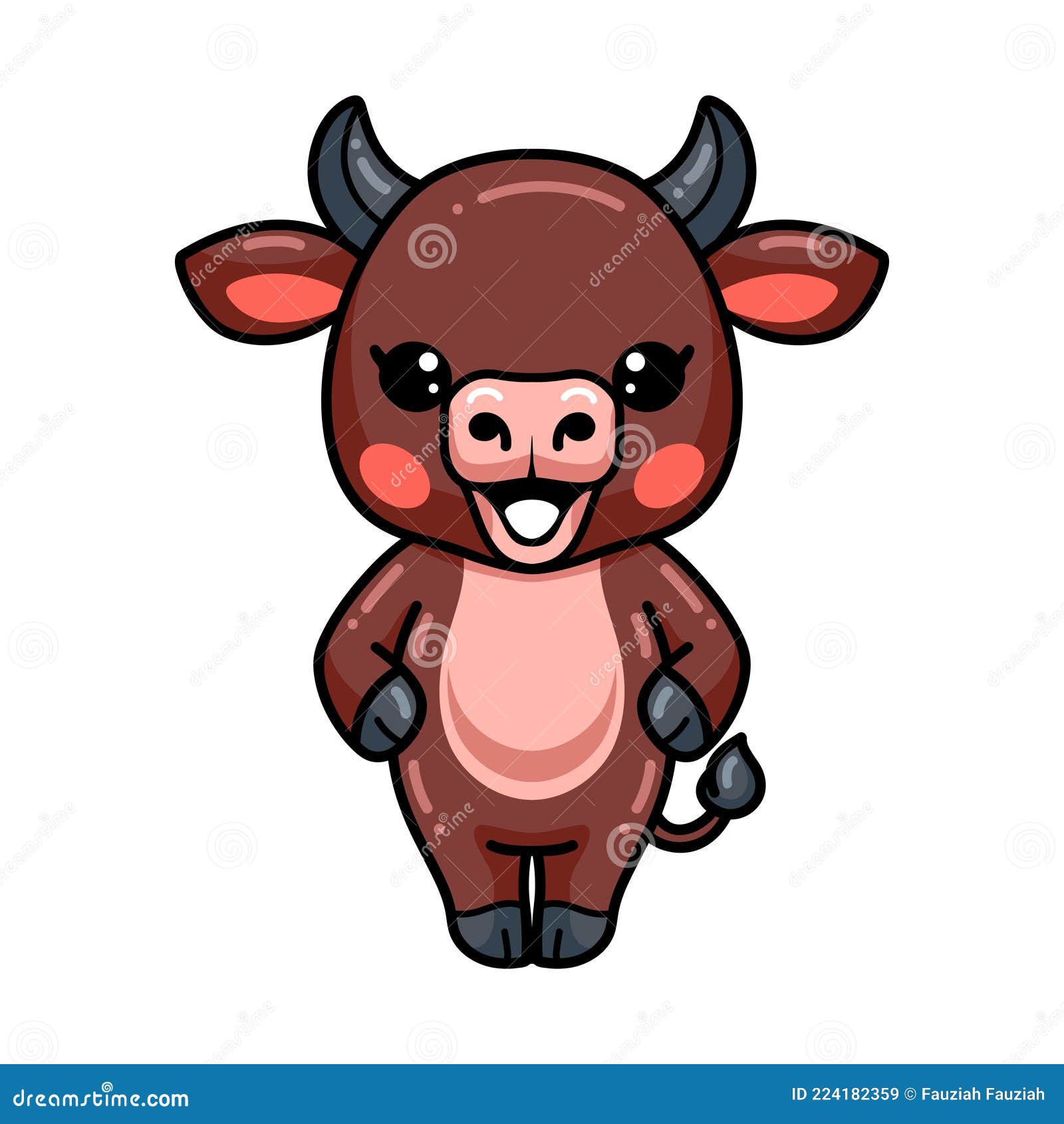 Cute Baby Bull Cartoon Standing Stock Vector - Illustration of ...