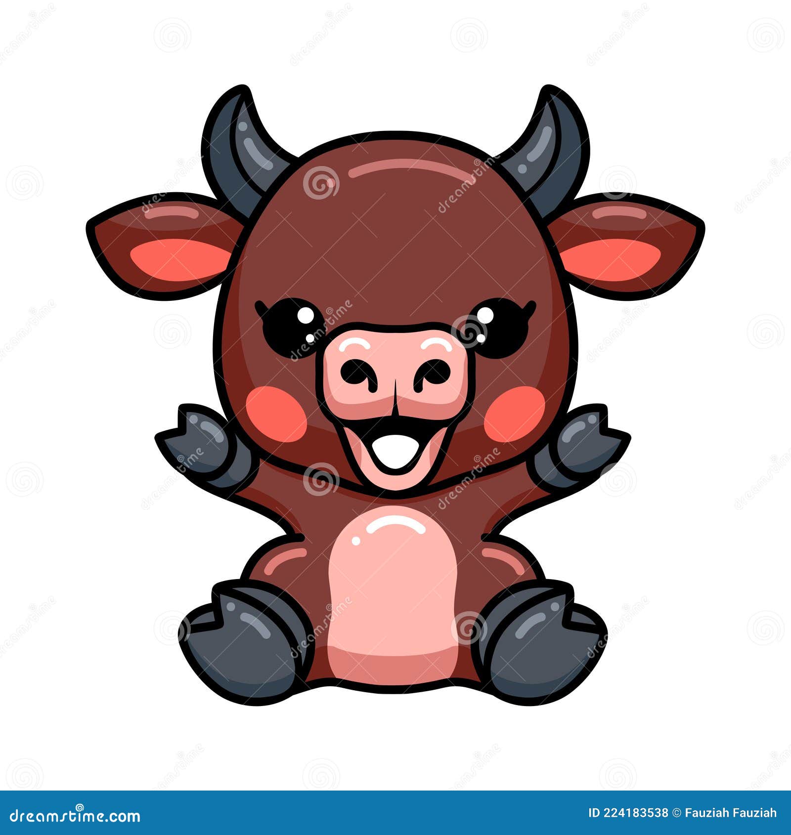 Cute Baby Bull Cartoon Sitting Stock Vector - Illustration of design ...