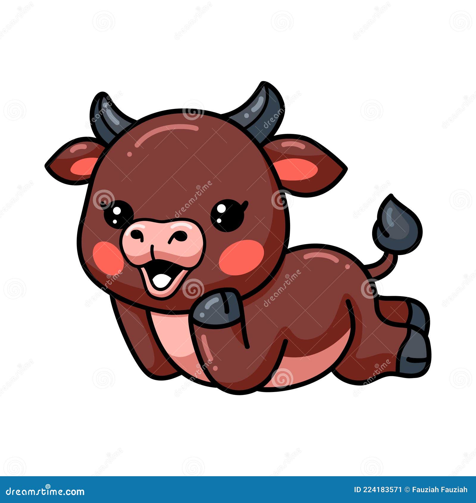 Cute Baby Bull Cartoon Laying Down Stock Vector - Illustration of ...