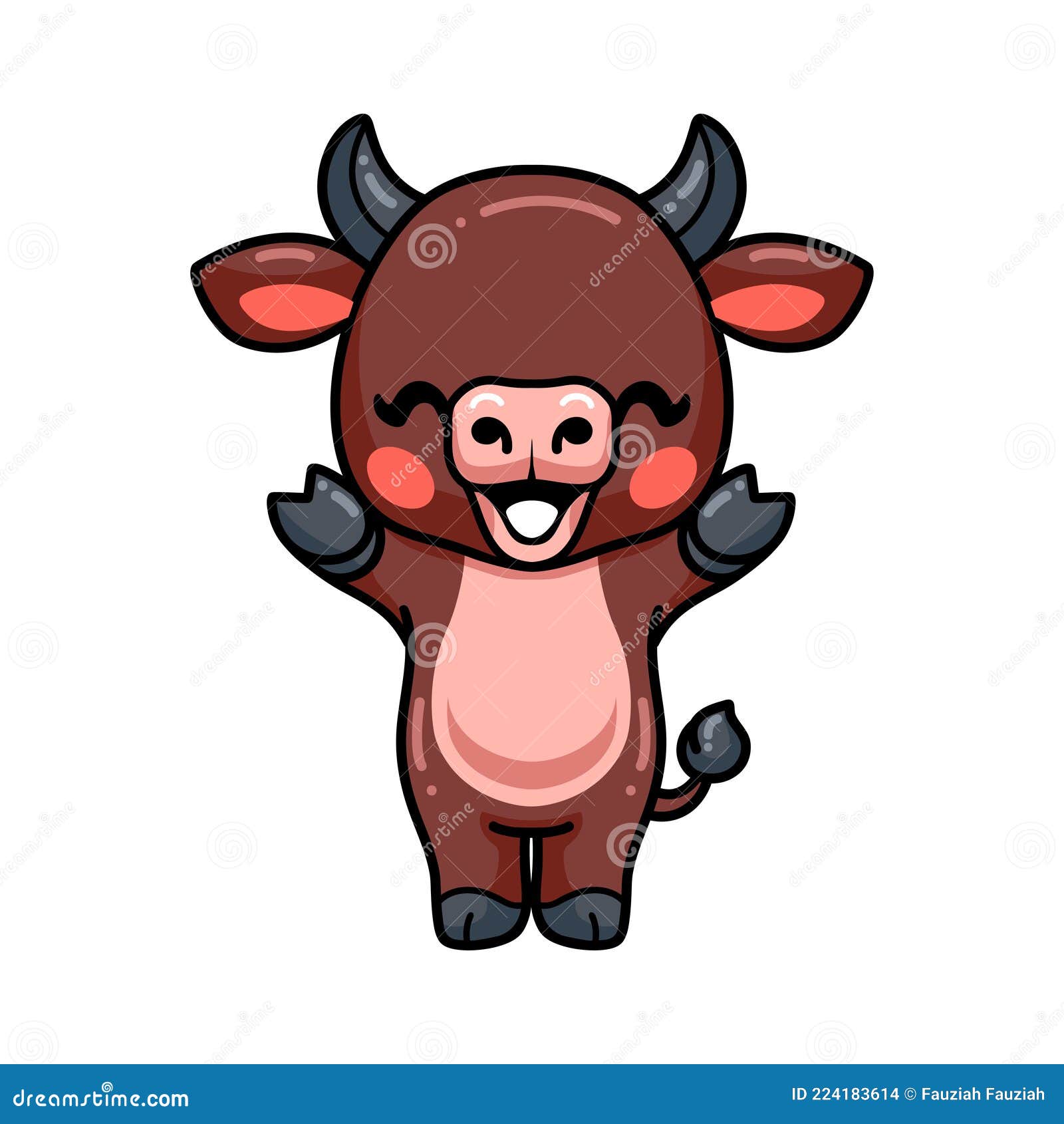 Cute Happy Baby Bull Cartoon Standing Stock Vector - Illustration of ...