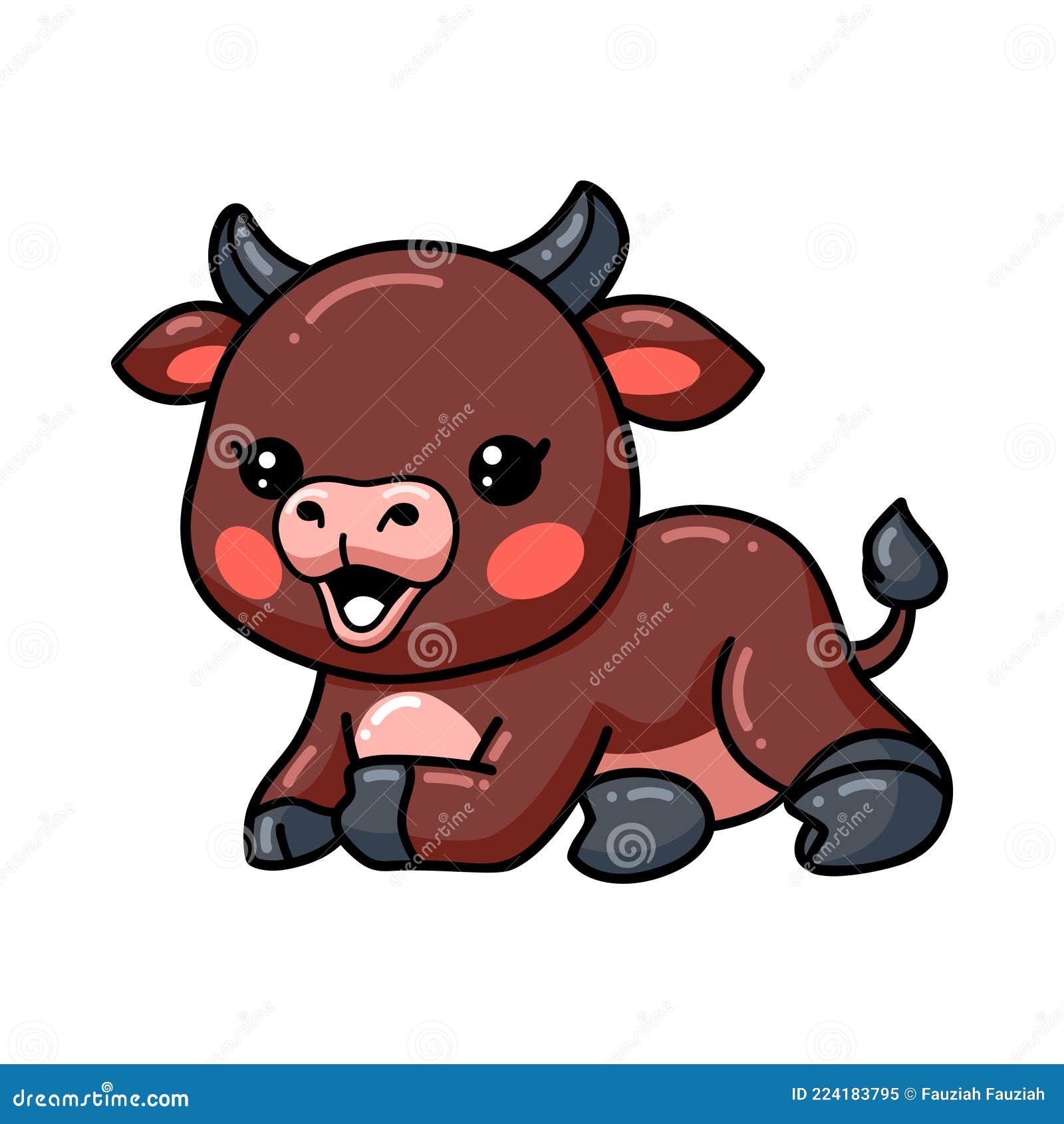 Cute Baby Bull Cartoon Laying Down Stock Vector - Illustration of ...