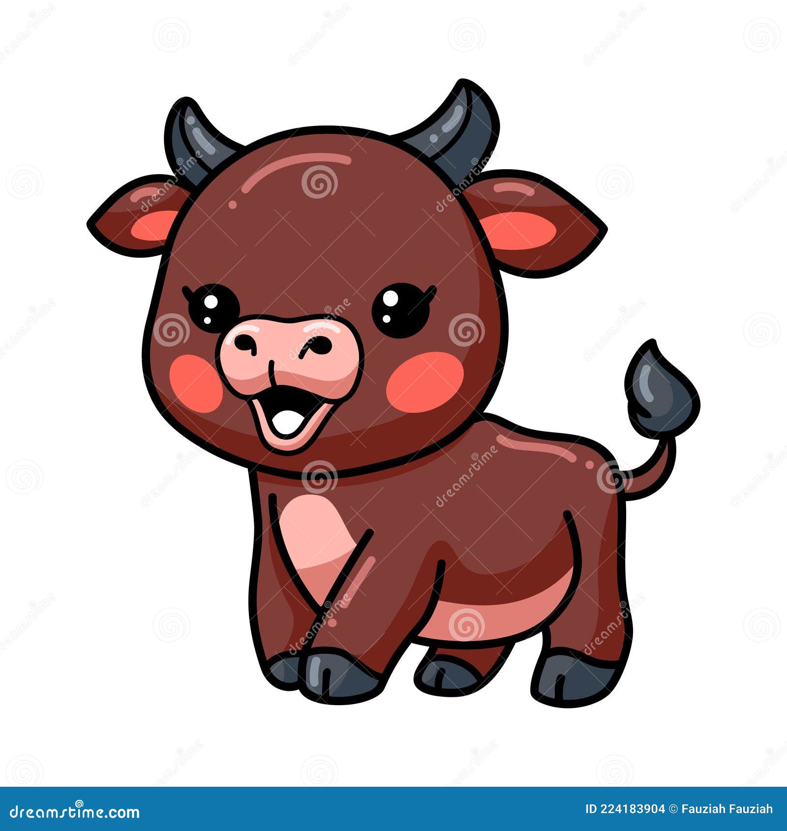 Cute Happy Baby Bull Cartoon Stock Vector - Illustration of icon, flat ...