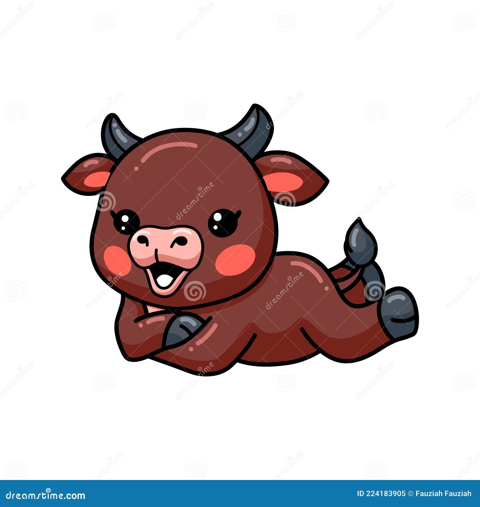 Cute Baby Bull Cartoon Laying Down Stock Vector - Illustration of ...