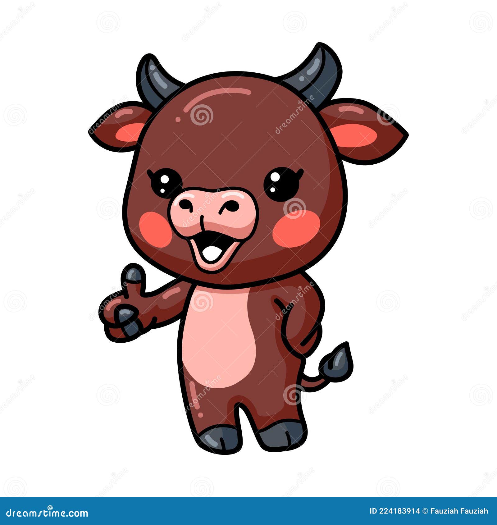 Cute Baby Bull Cartoon Giving Thumb Up Stock Vector - Illustration of ...