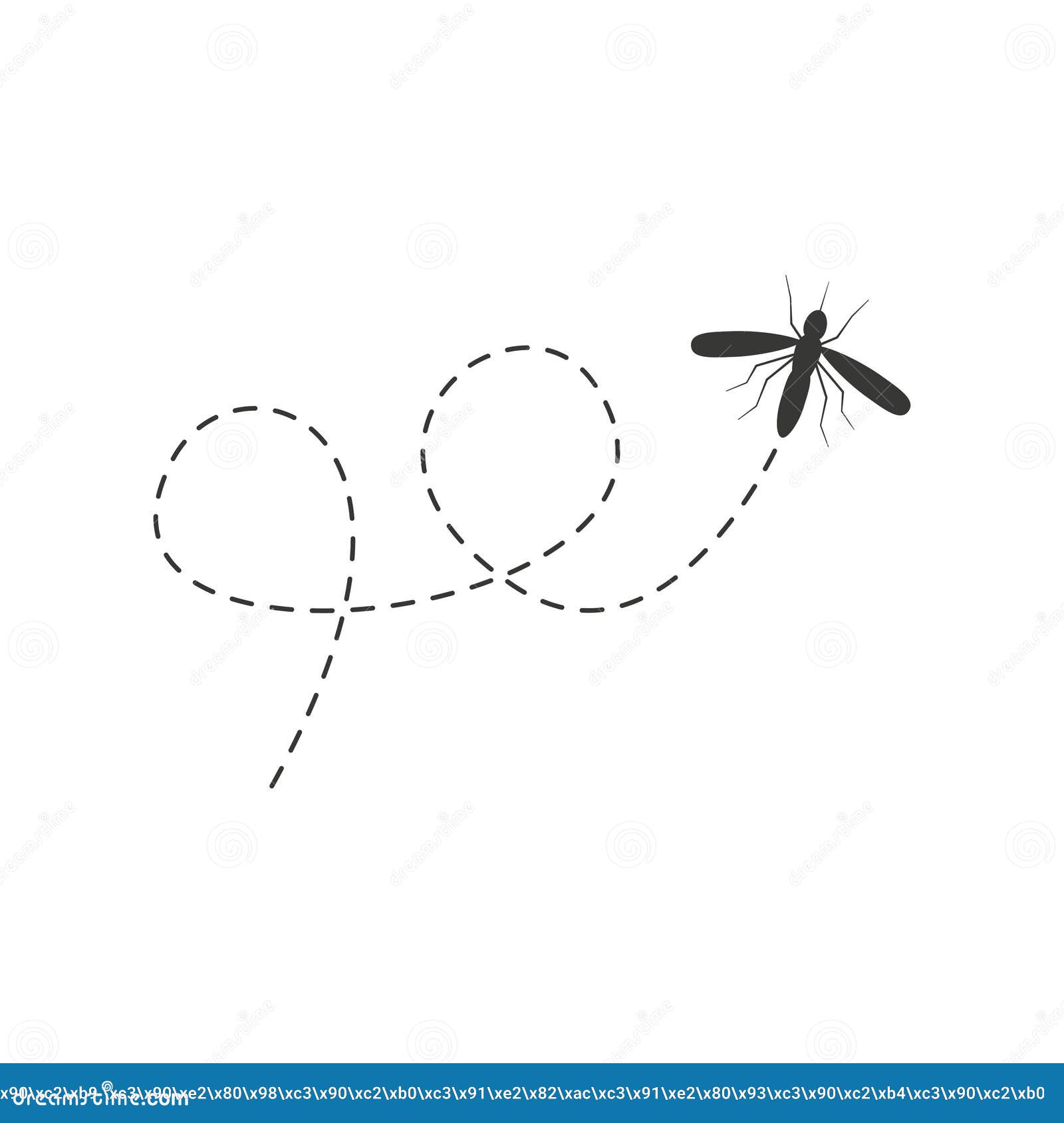 Mosquito Fly Icon. Mosquito Flying On A Dotted Route. Bloodsucker ...