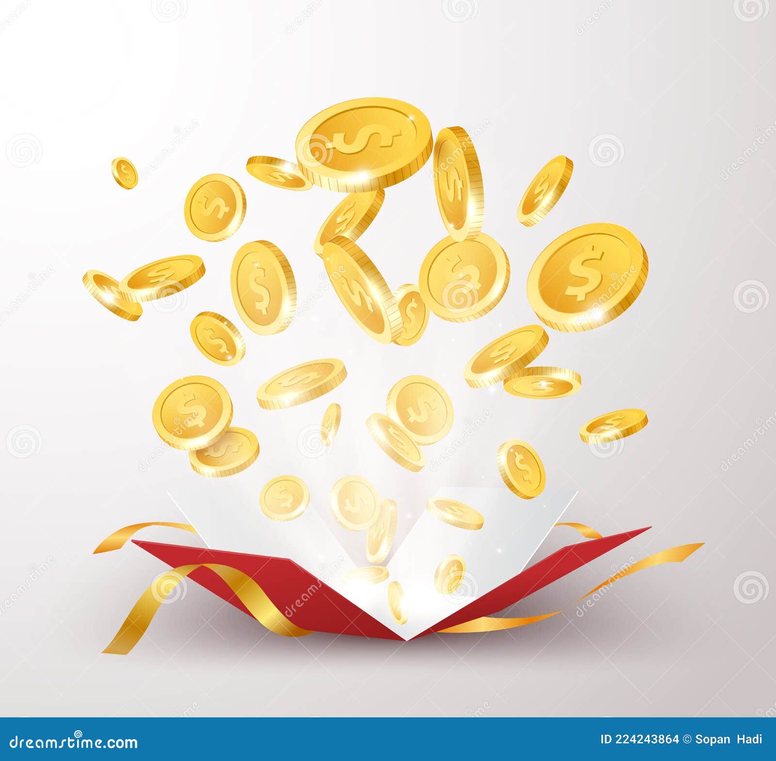 Gold Coins Explosion Banner, Isolated On Transparent Background Vector ...