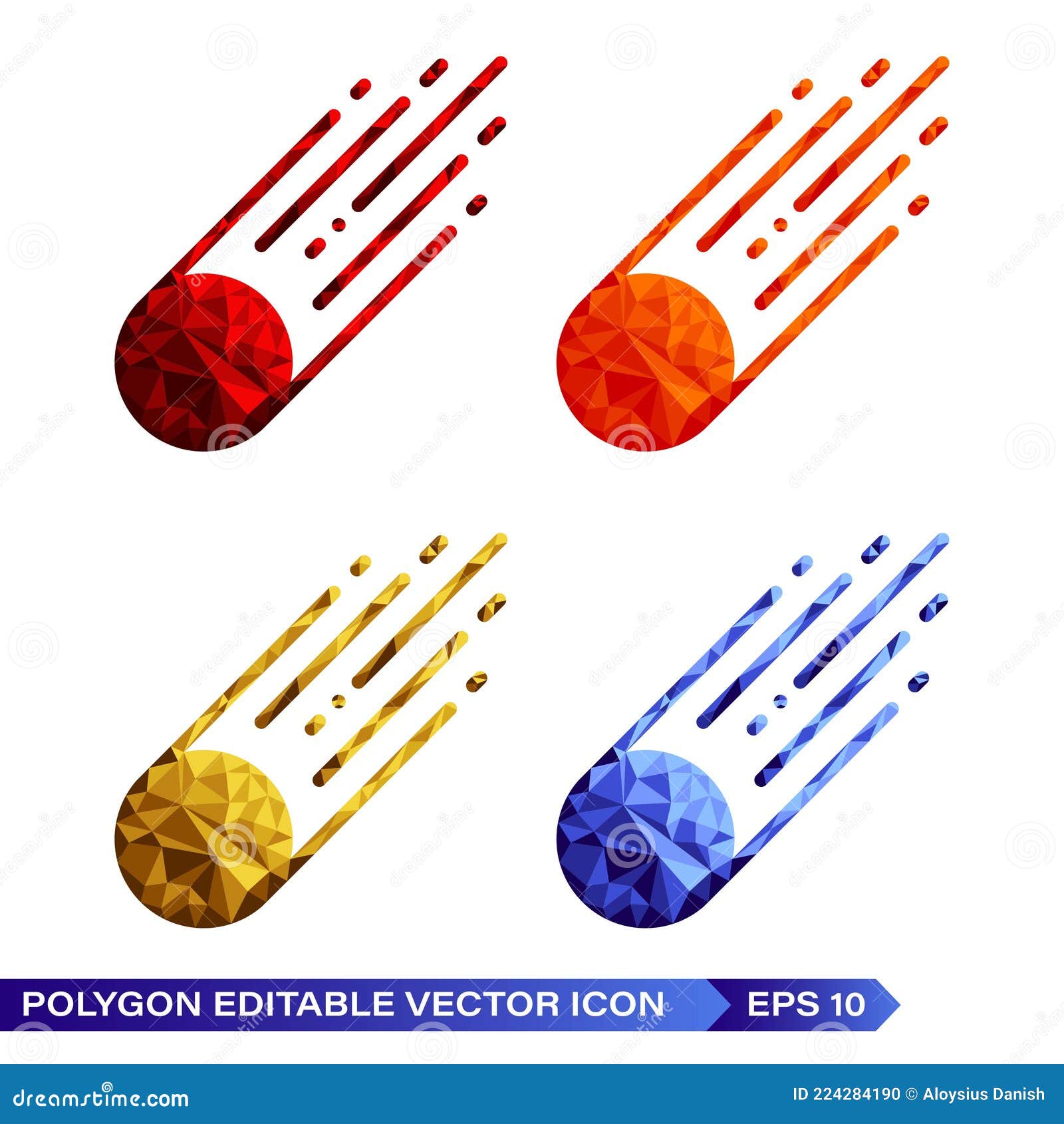 Meteors Fall Low Poly with Scattered Filled Triangles Stock Vector ...