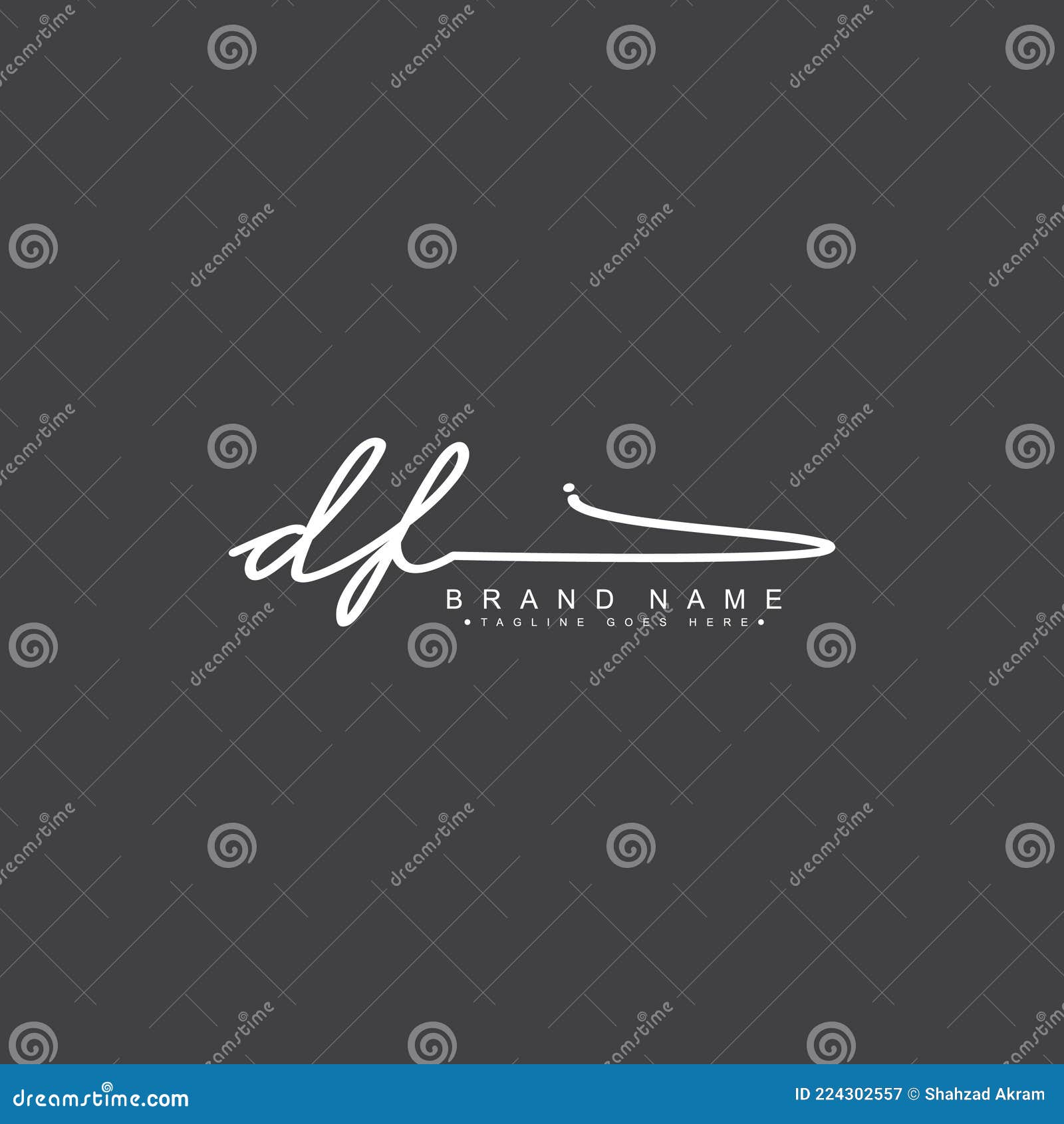 Initial Letter DF Logo - Handwritten Signature Logo for Alphabet D and ...