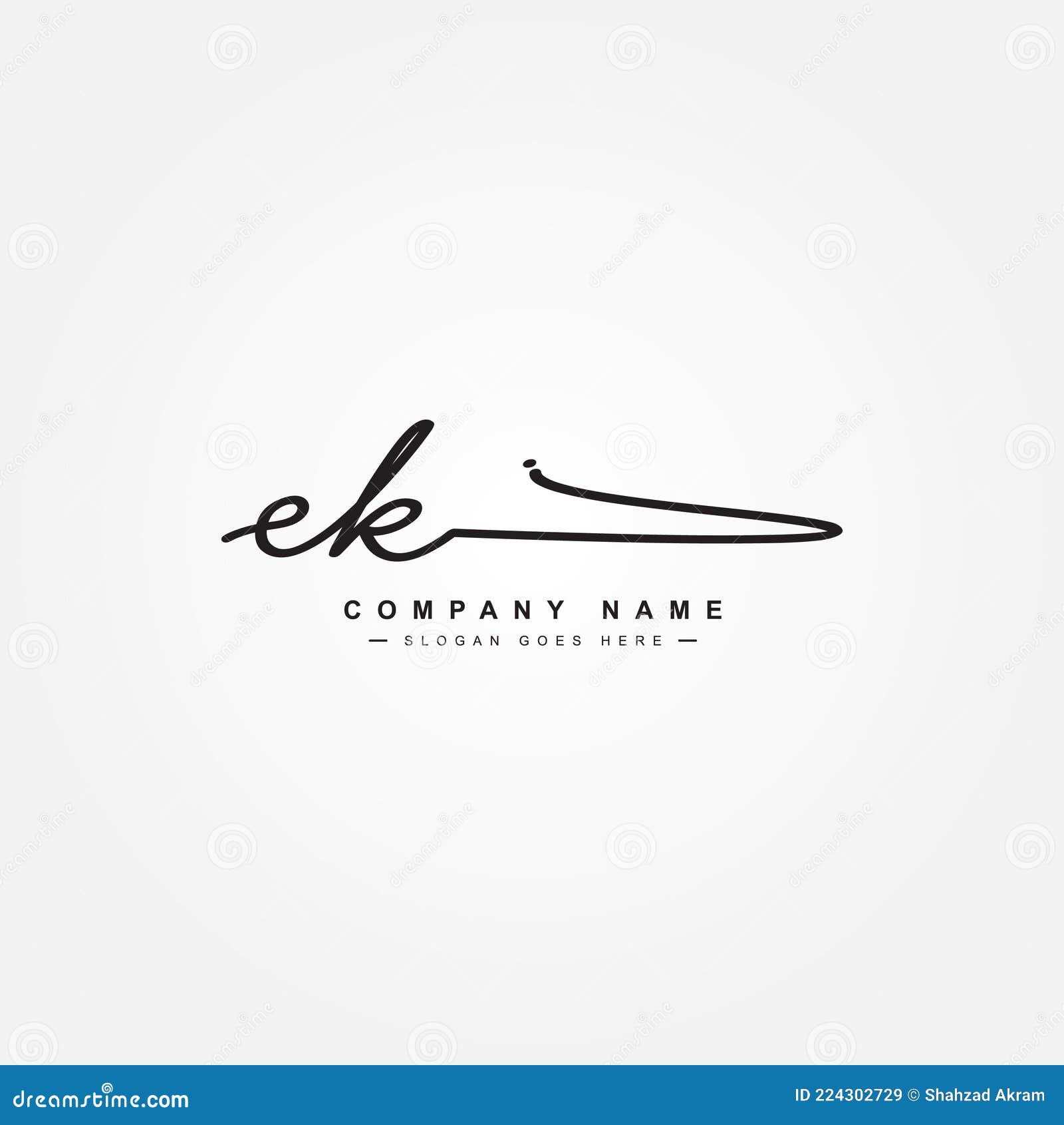 Initial Letter EK Logo - Handwritten Signature Logo for Alphabet E and ...