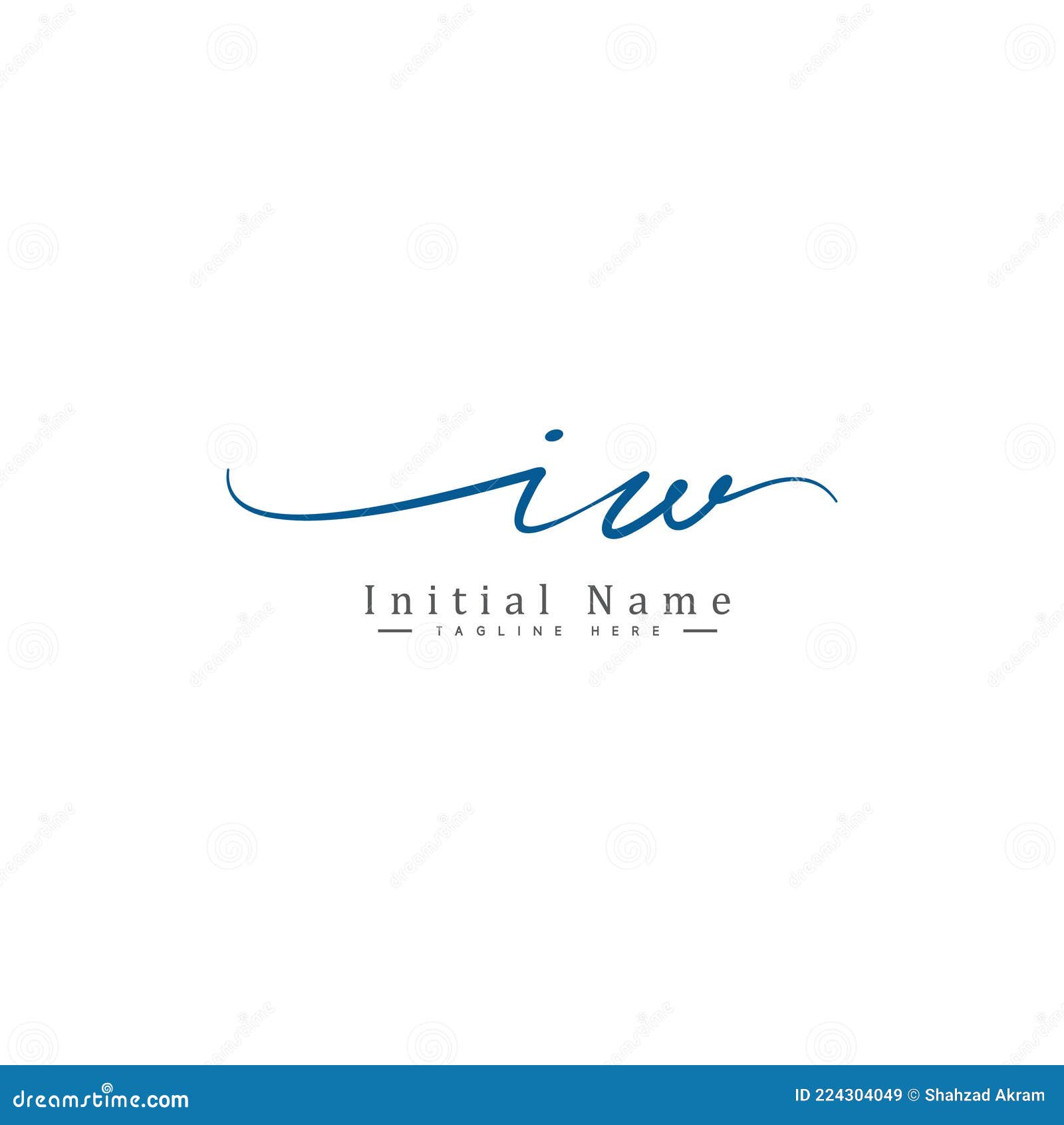 Initial Letter IW Logo - Handwritten Signature Logo for Alphabet I and ...