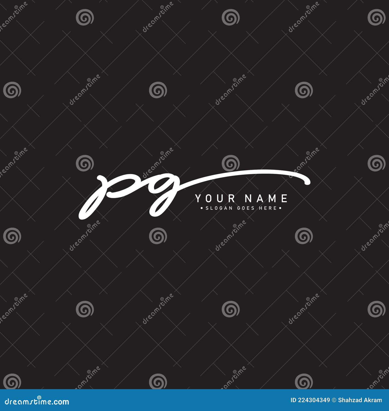 Initial Letter PG Logo - Handwritten Signature Logo for Alphabet P and ...