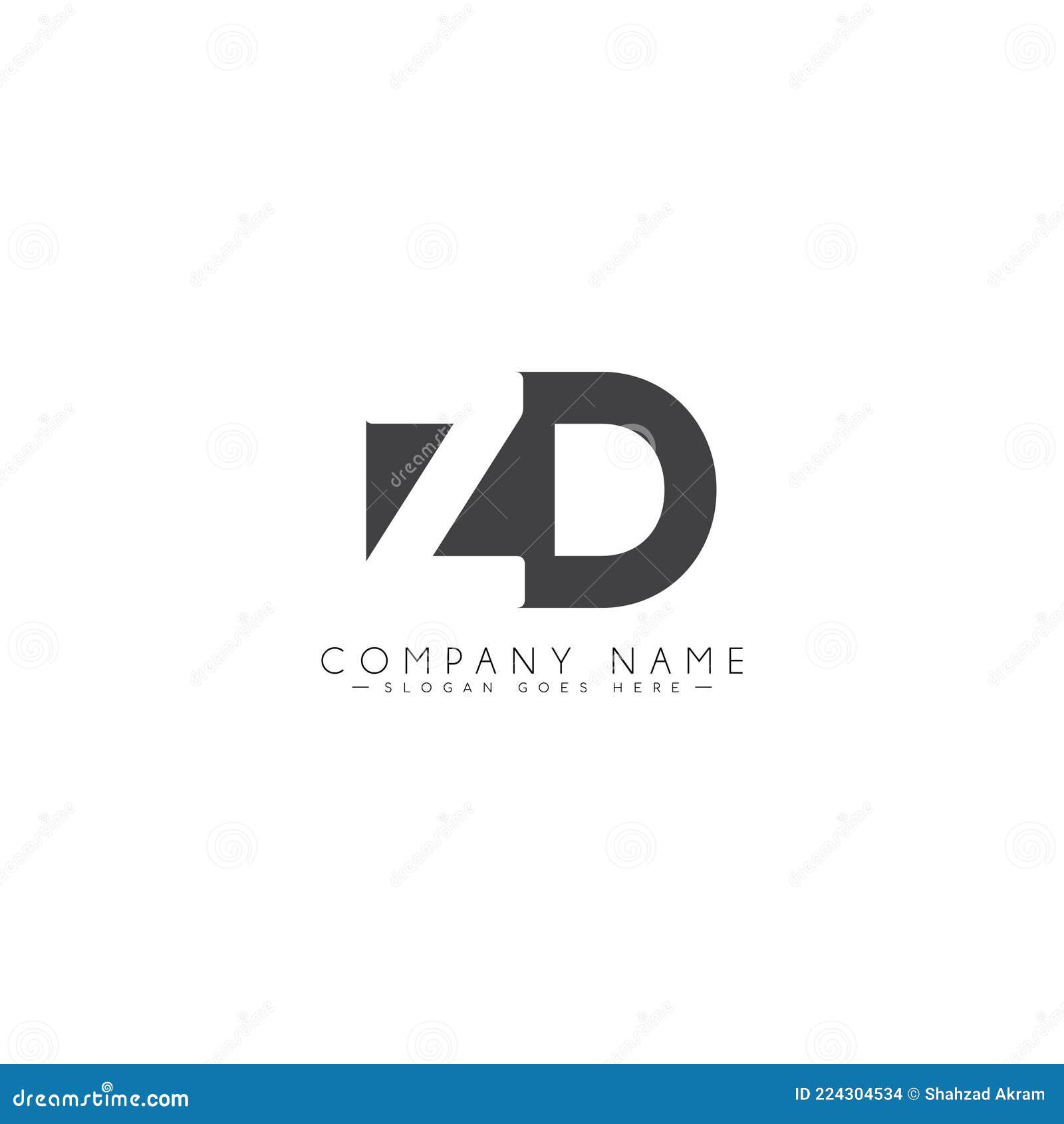 Initial Letter ZD Logo - Simple Business Logo for Alphabet Z and D ...