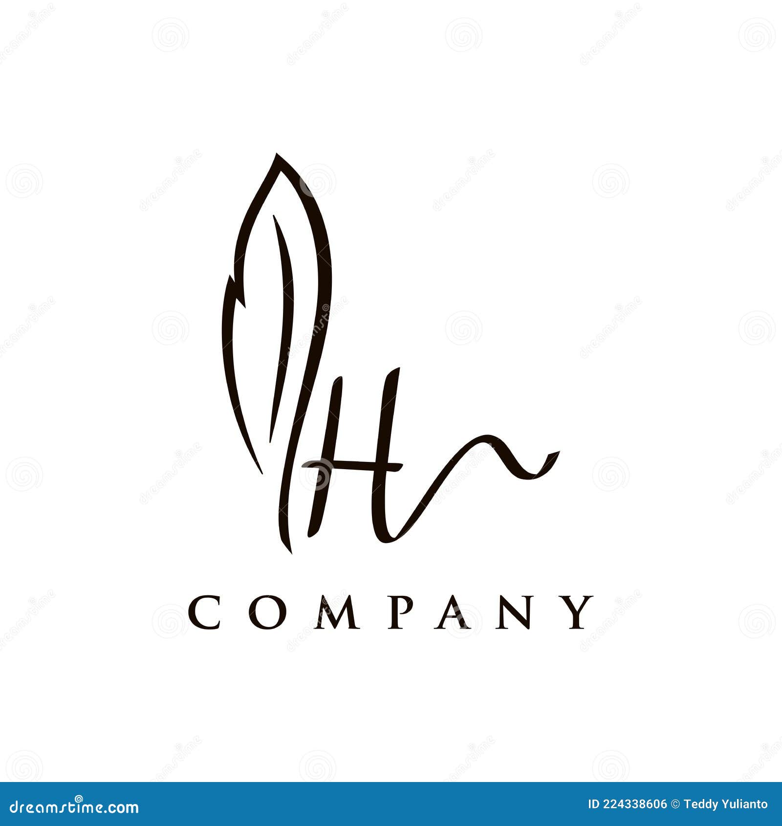 Stylish Logo Design Initial Signature H Stock Vector - Illustration of ...