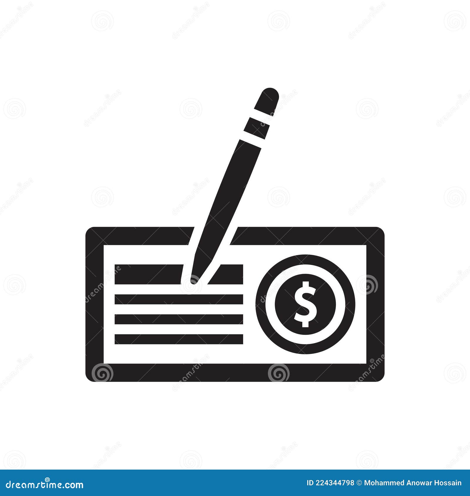 Bank Check Icon - Payment Symbol Vector Illustration Stock Vector ...