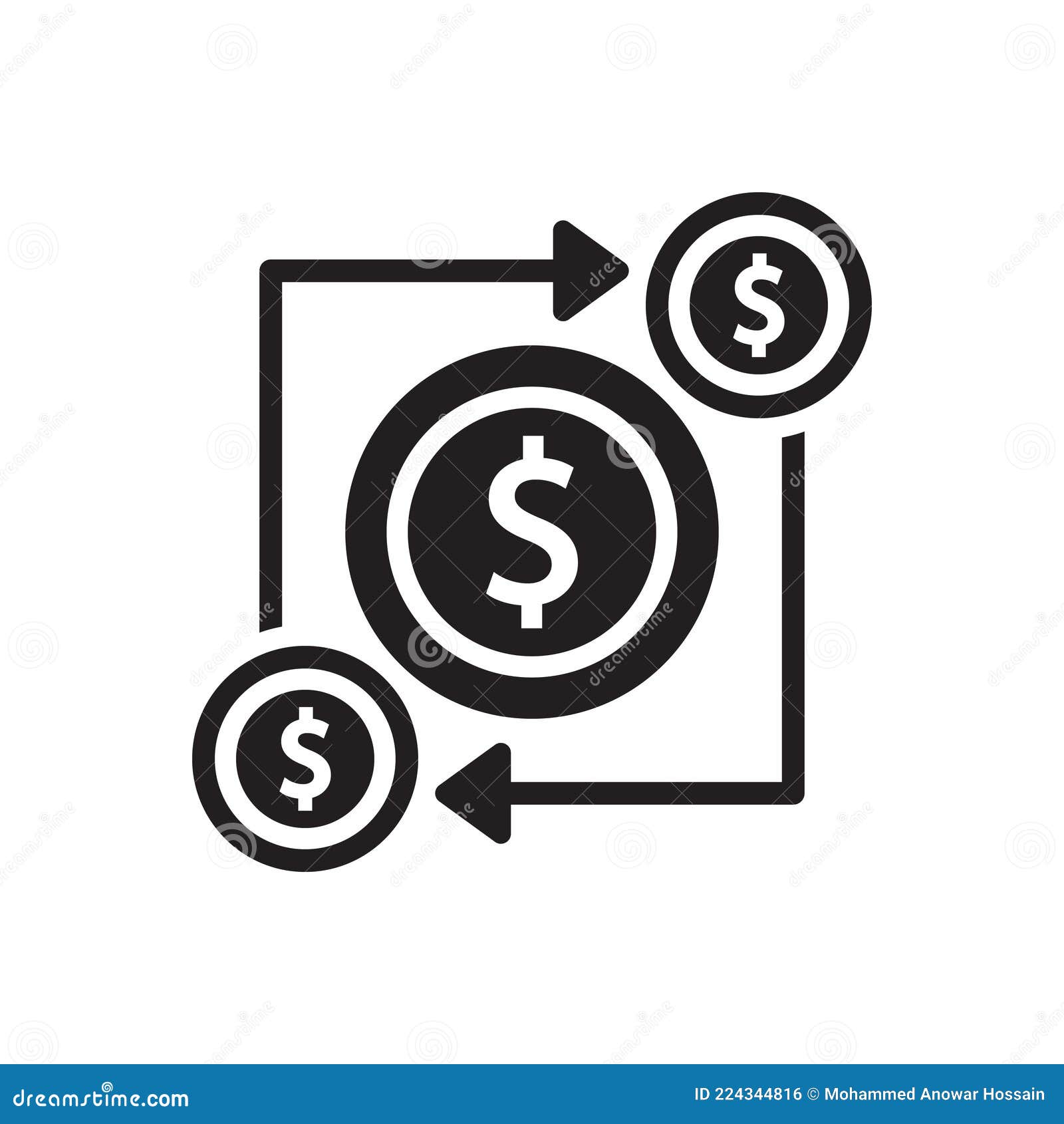 Money Transaction Icon - Dollar Transfer Icon - Symbol Vector ...