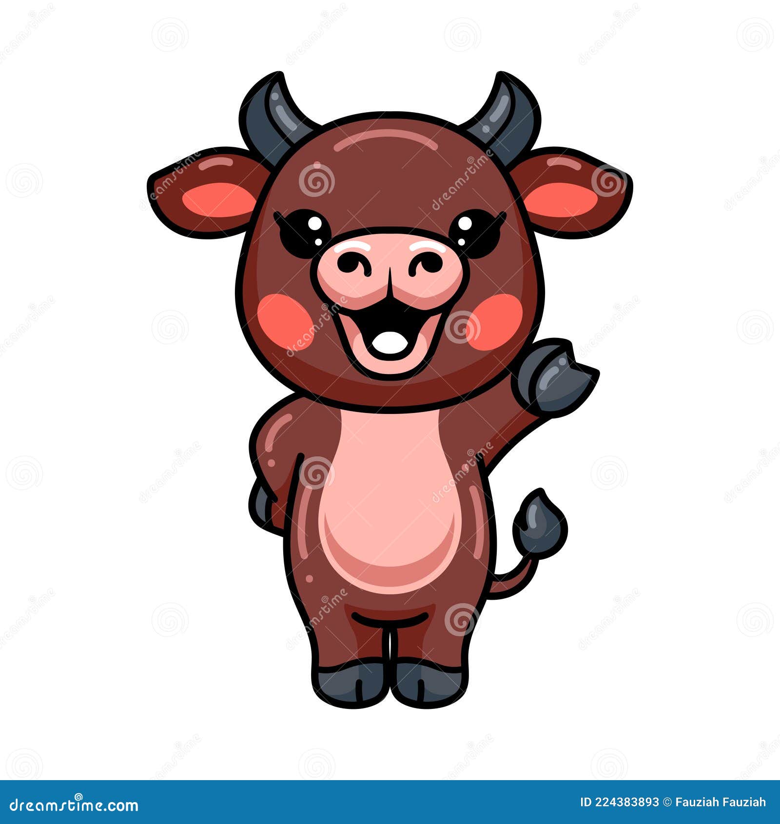 Cute Baby Buffalo Cartoon Waving Hand Stock Vector - Illustration of ...