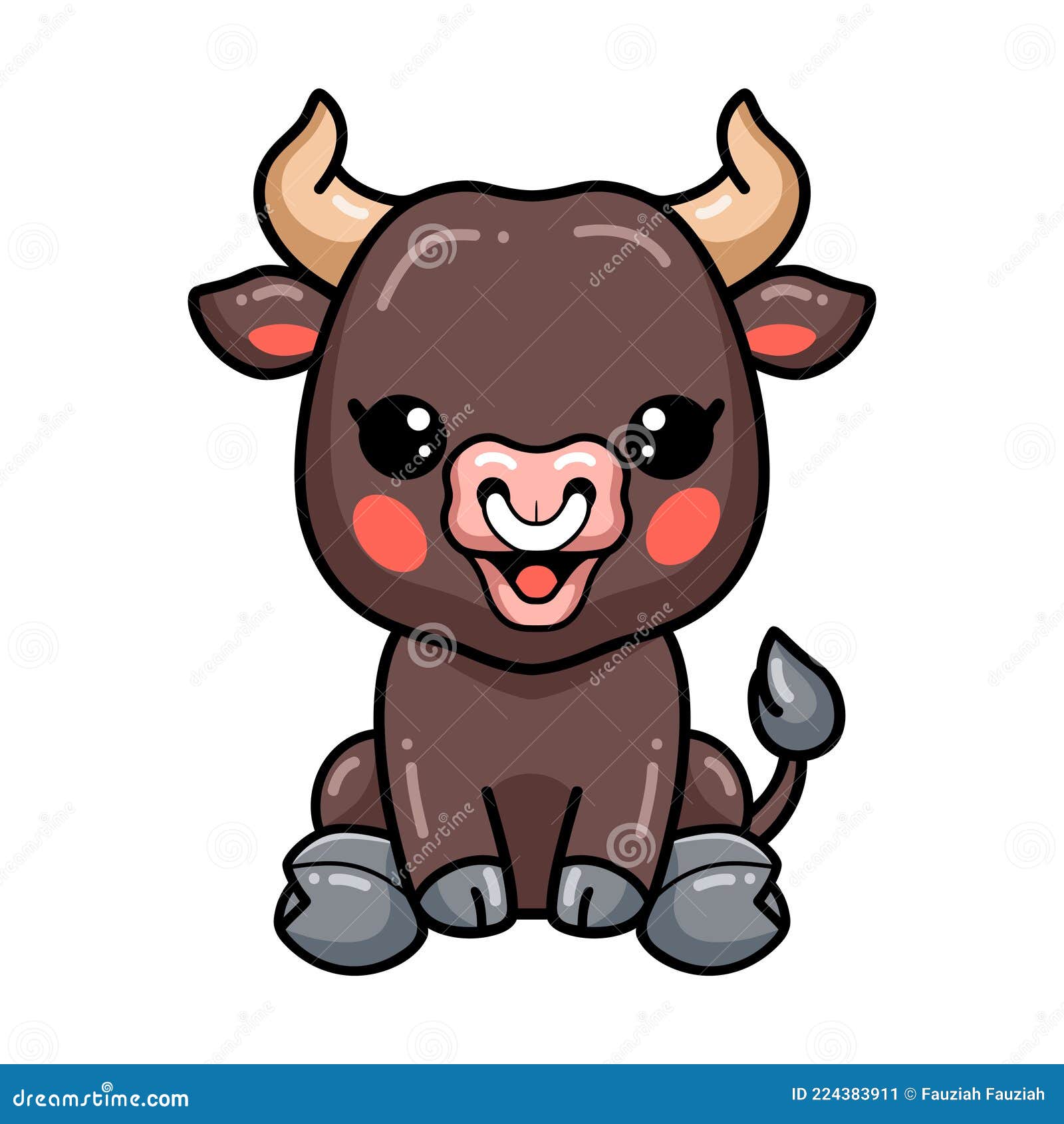 Cute Baby Bull Cartoon Sitting Stock Vector - Illustration of child ...