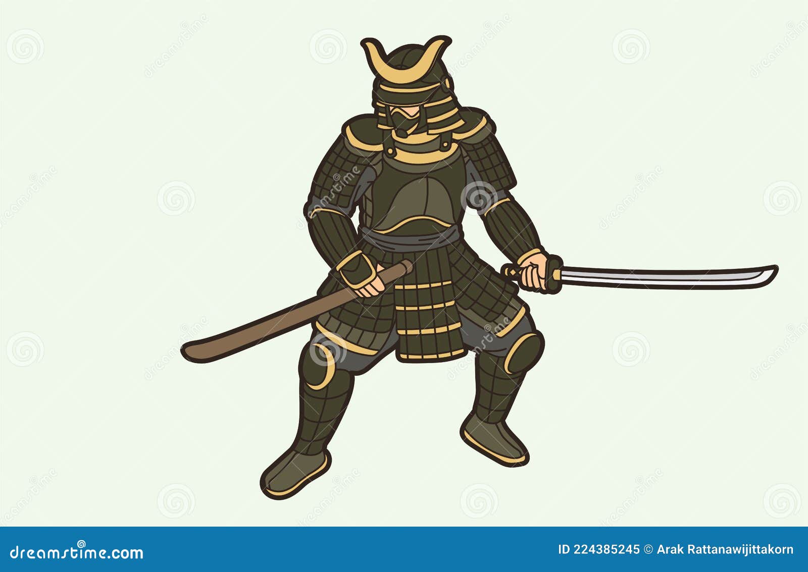 Samurai Warrior with Weapon and Armor Ronin Japanese Soldier Fighter ...