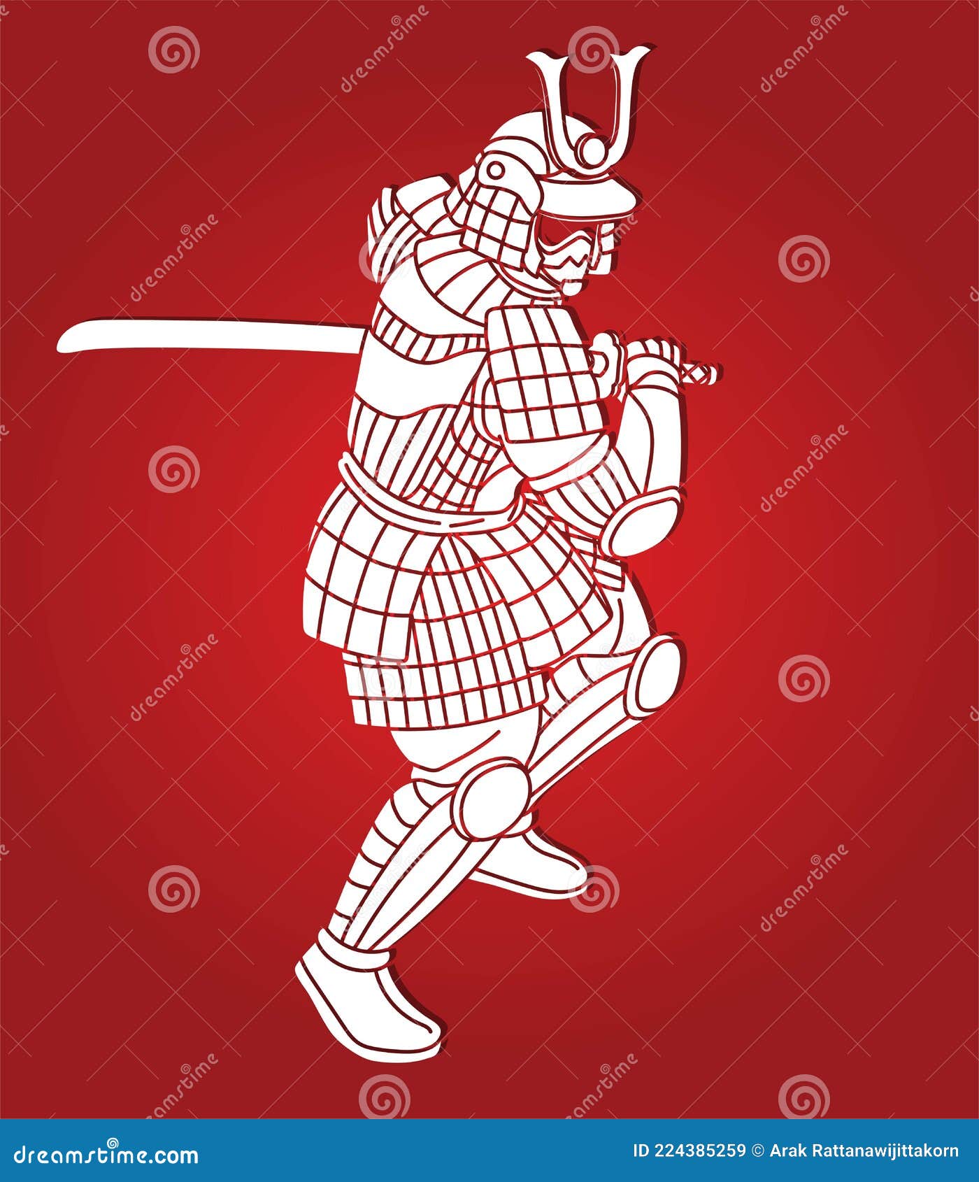Samurai Warrior with Weapon and Armor Ronin Japanese Soldier Fighter ...