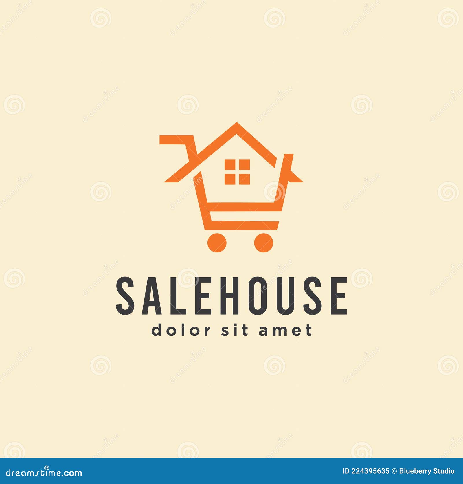 Trolley Cart with House Logo Design Vector Illustration. Home Store ...